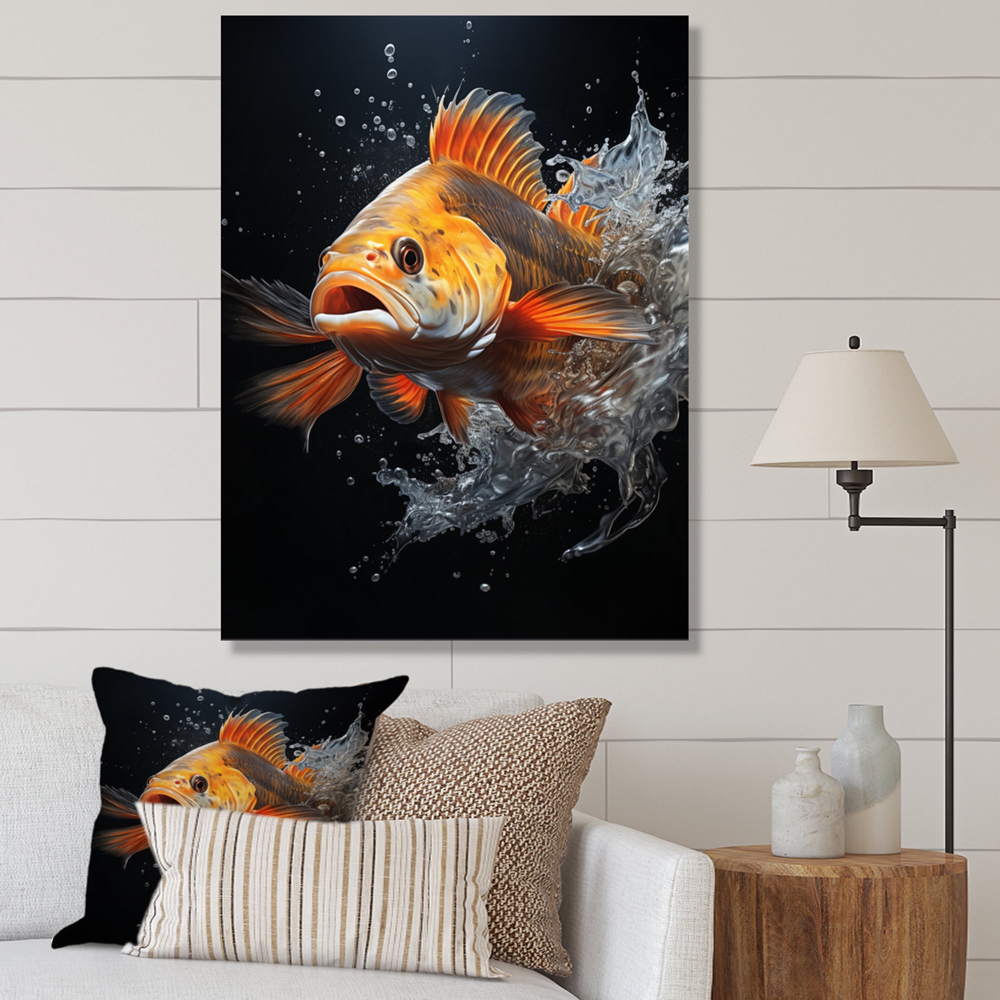 Designart "Dive An Fishing Dynamic wall art" Animals Wall Art Living ...