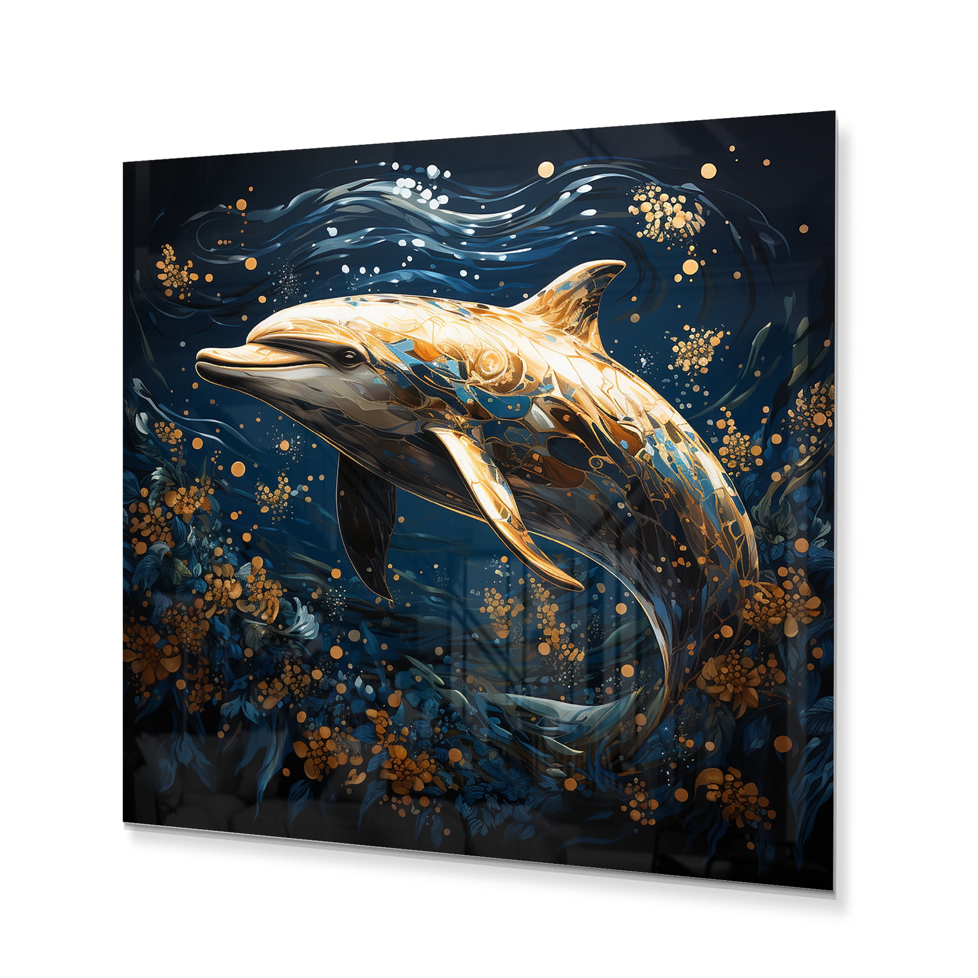 Designart "Dolphin peaceful Swim II" Landscapes Metal Wall Art ...
