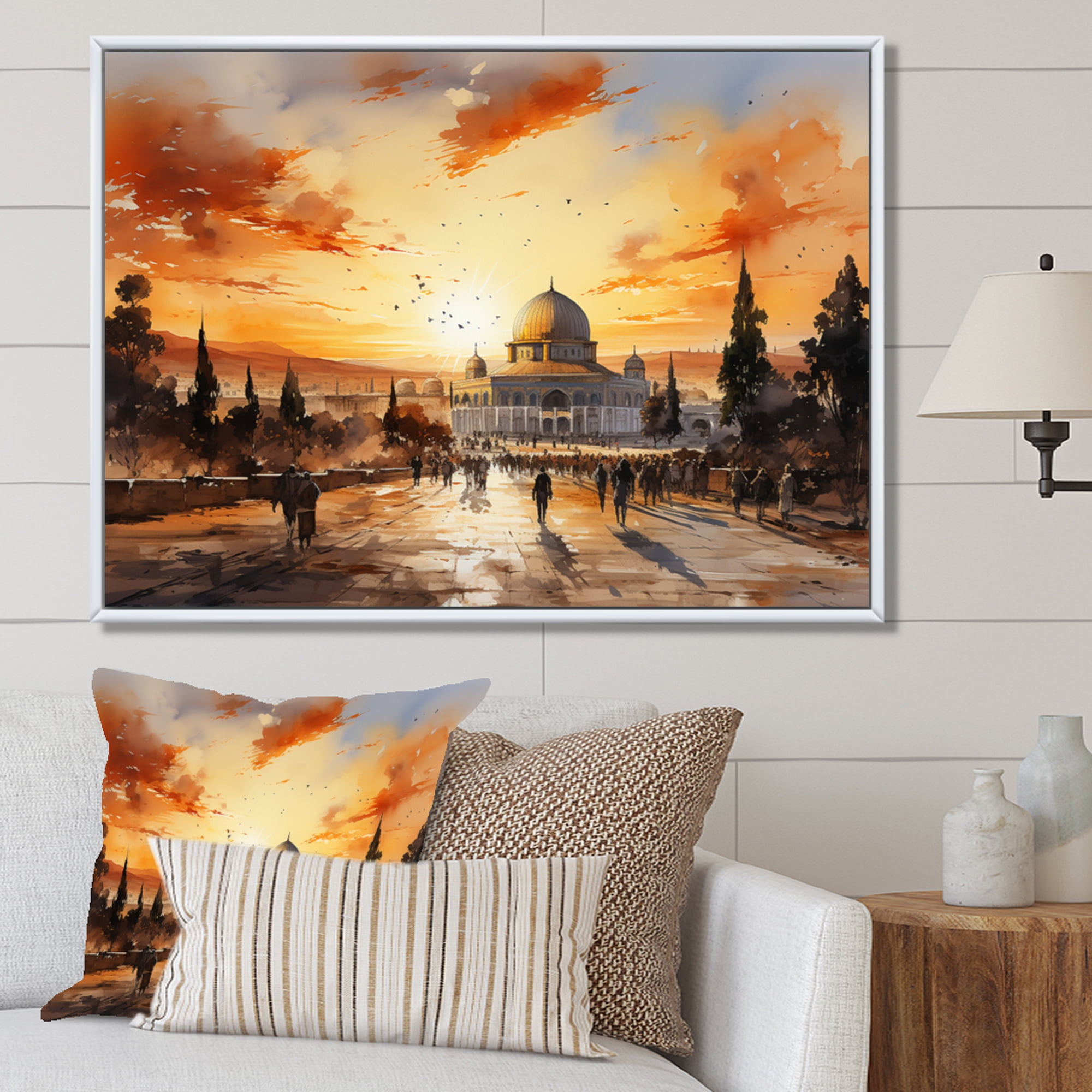 Designart "Dome Of Islam Art wall art II" Islamic Floater Framed Wall ...