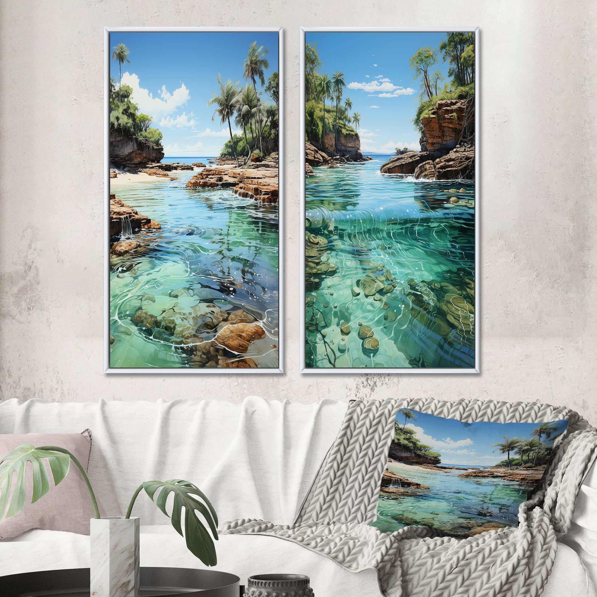 Designart "Dominican Caribbean Dream II" Coastal Beach Framed Wall Art ...