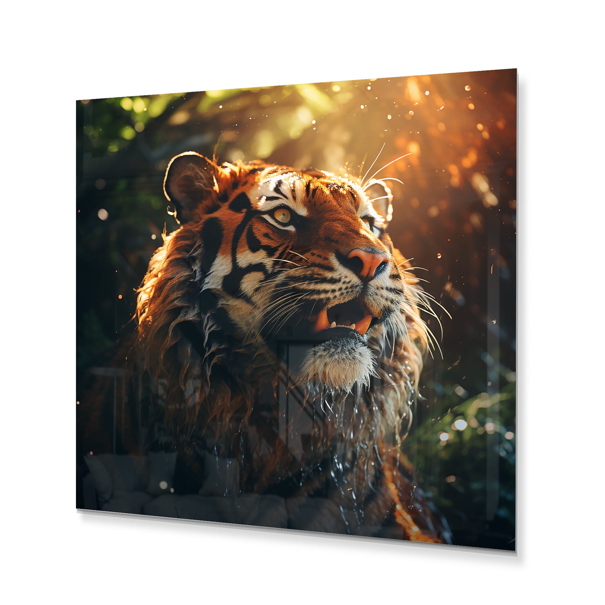 Designart "Double Exposure Tiger Lensflare form II" Landscapes Metal ...