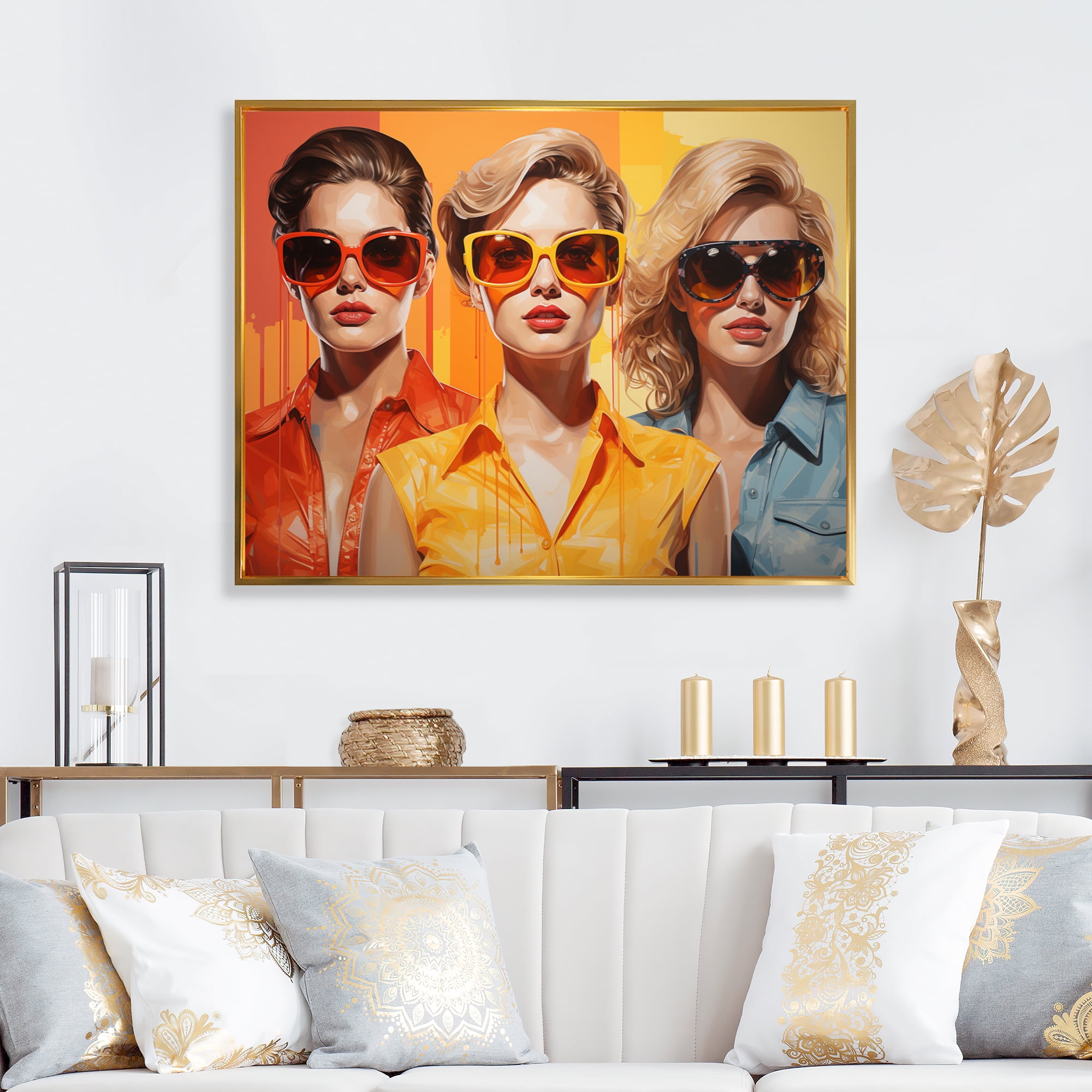 Designart "Draws Inspiration Pop Art wall art I" Fashion Floater Framed ...