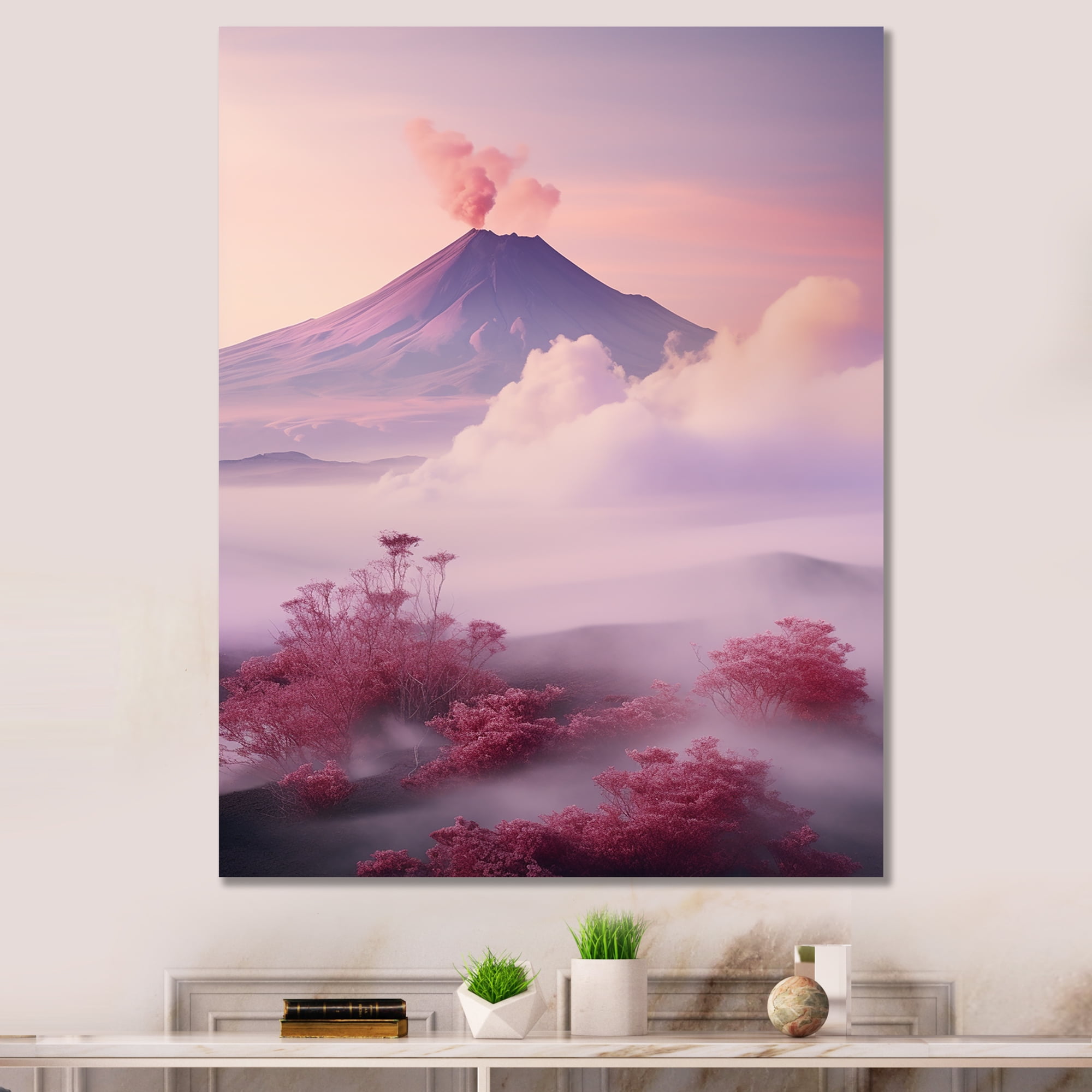 Designart "Dreaming Amidst The Volcanic Fire I" Volcano Wall Art Living ...