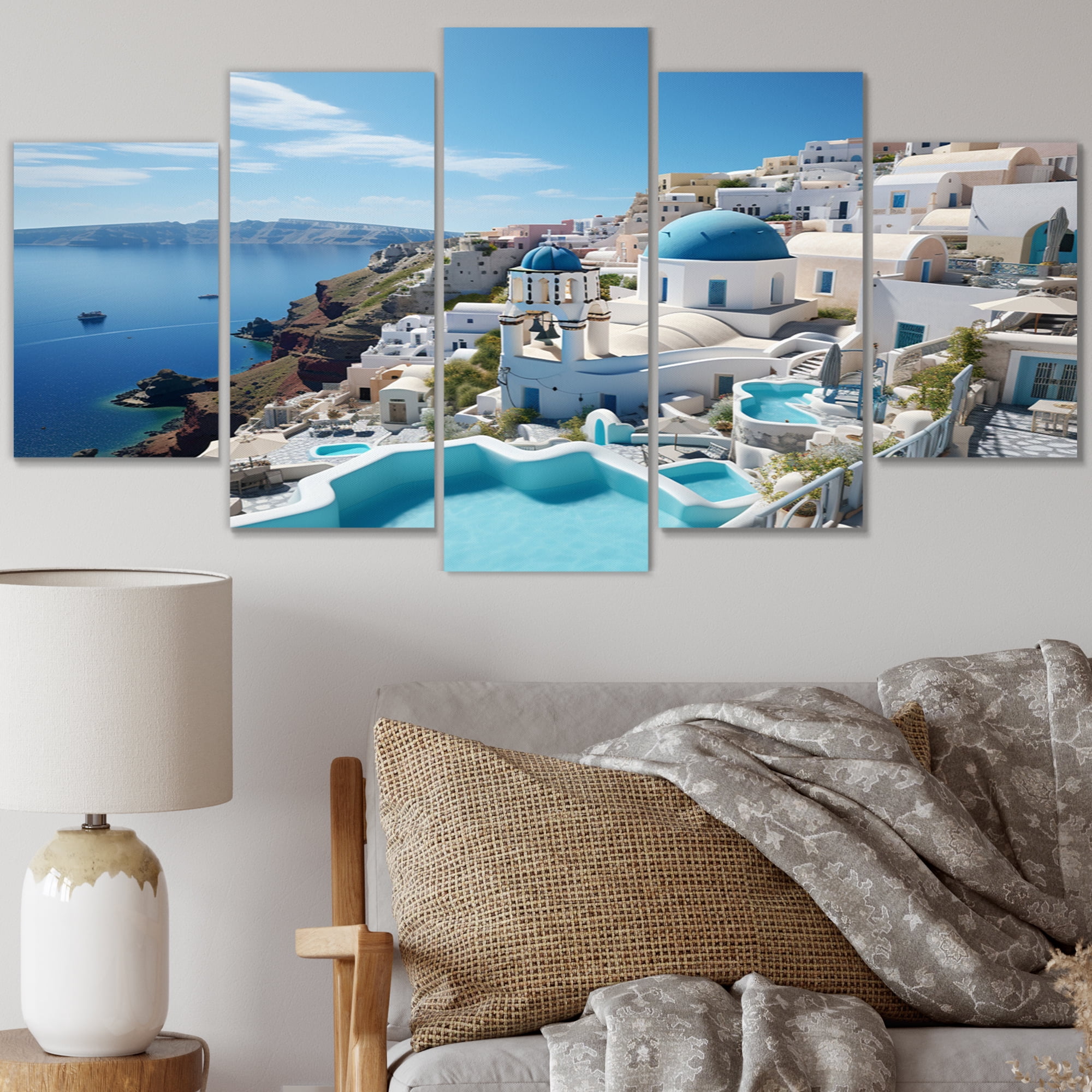 Designart "Dreaming of Santorini, Greece I" Architecture Metal Wall Art ...
