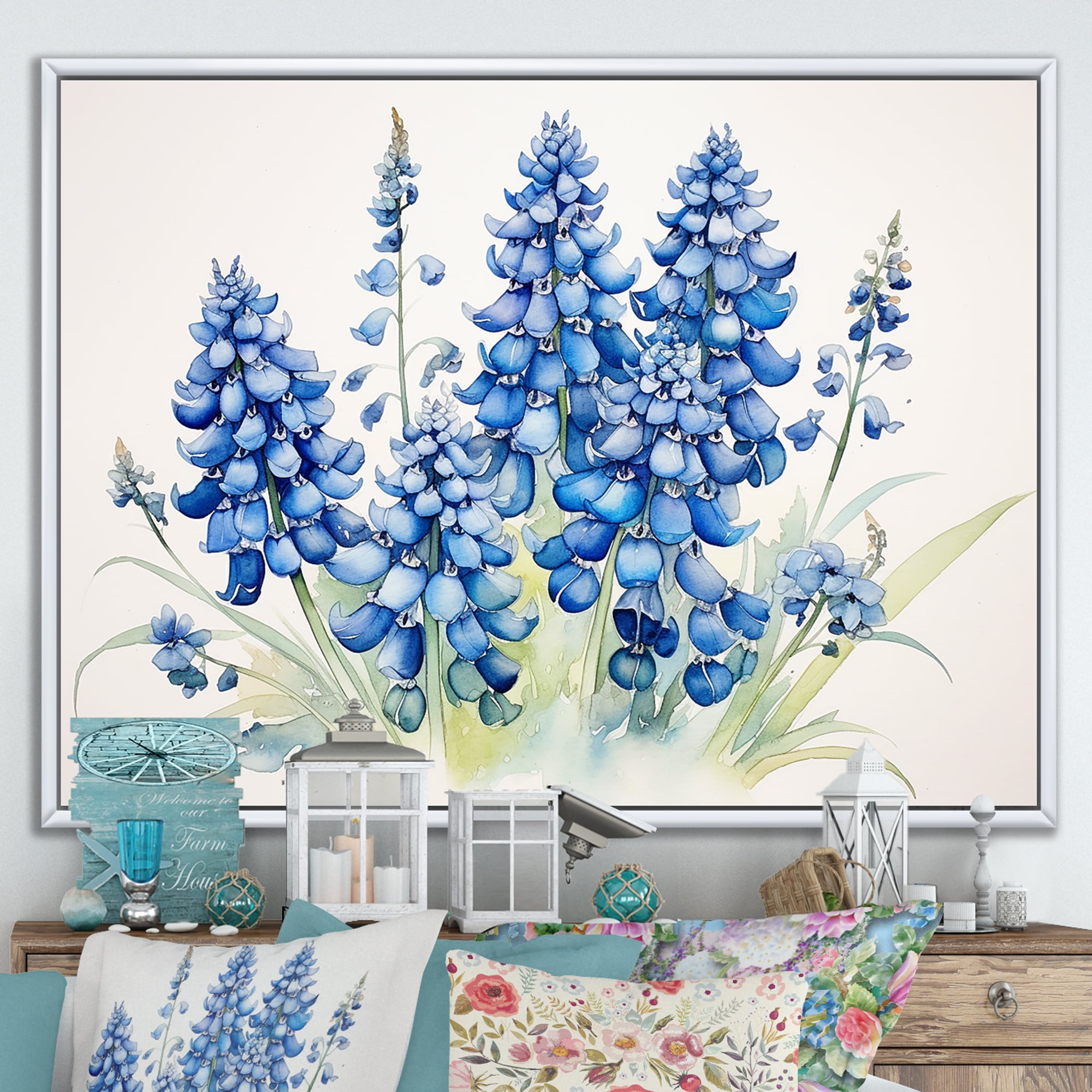 Designart "Dreamlike Blue Bonnets Minimalism" Blue Bonnets Floater ...