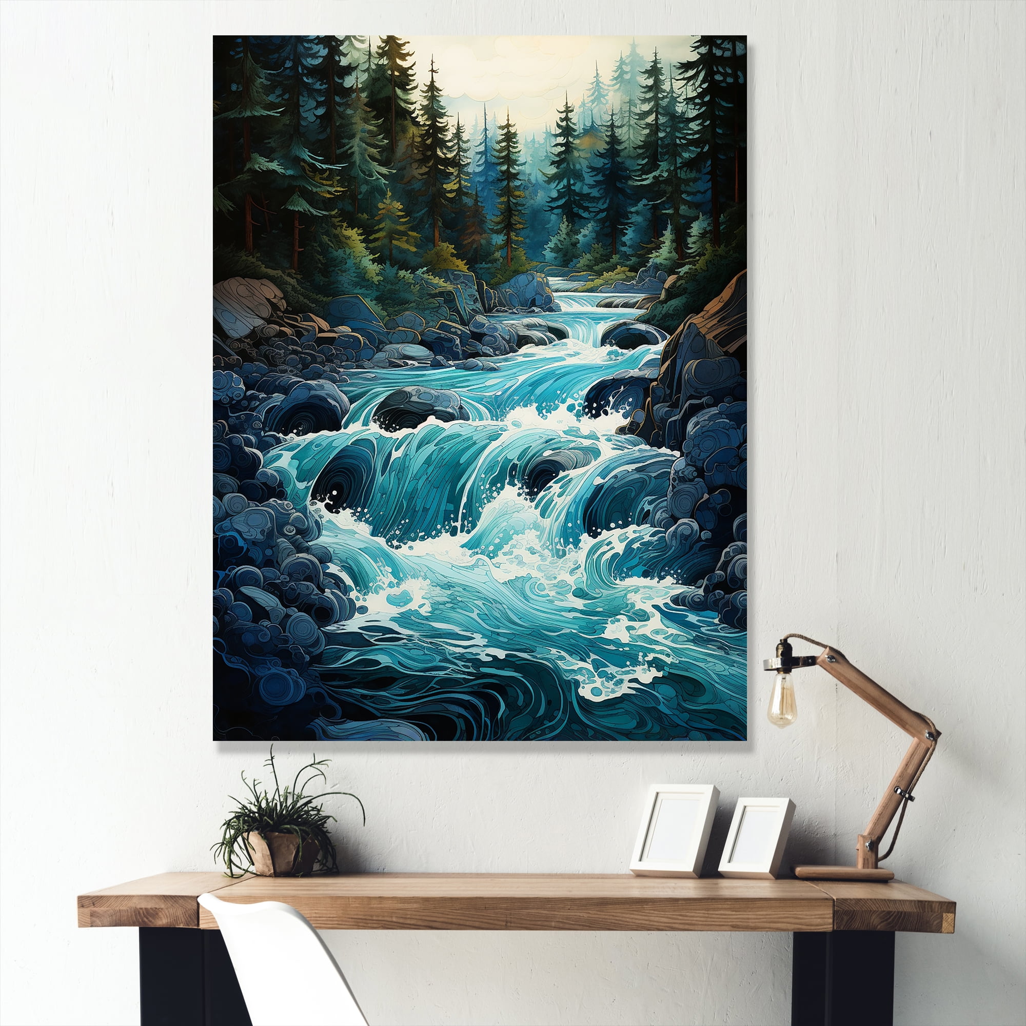 Designart "Dreamlike River Map Of Usa" Usa Map Canvas Wall Art ...