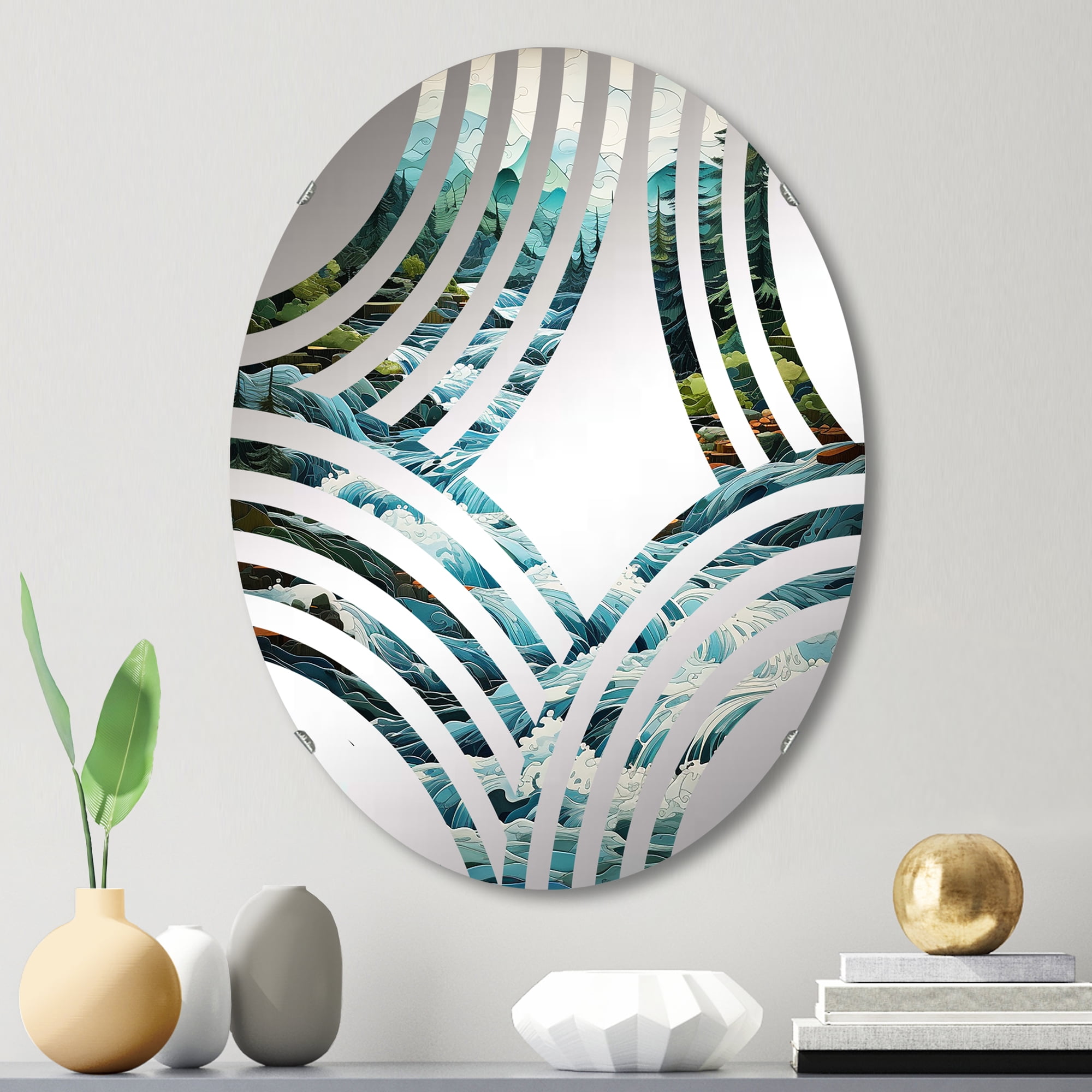 Designart "Dreamlike River Map of USA I" Usa Map Baptist Fan Round Wall ...