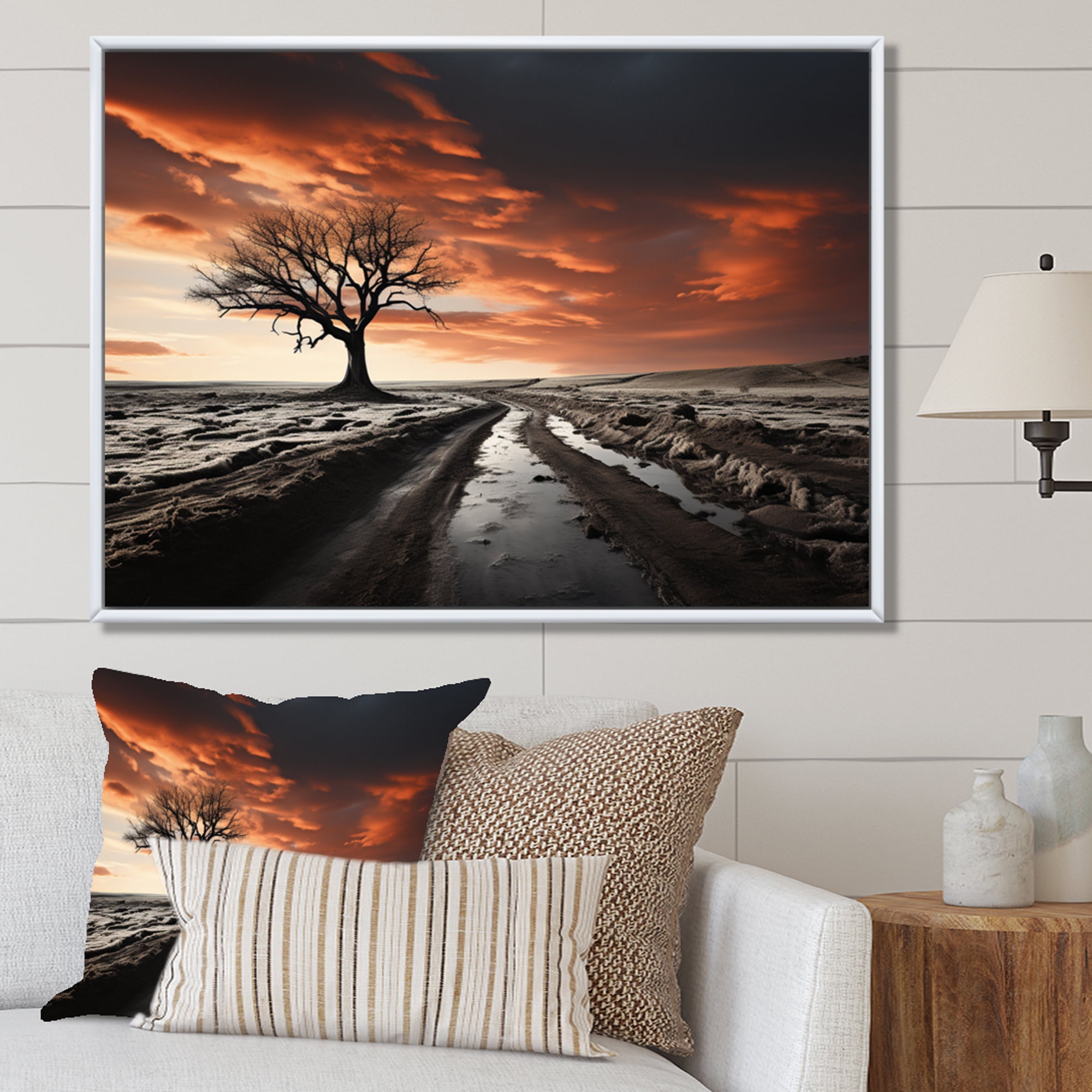 Designart "Dreams of Infinite Road Sky Photo II" Landscapes Trees ...