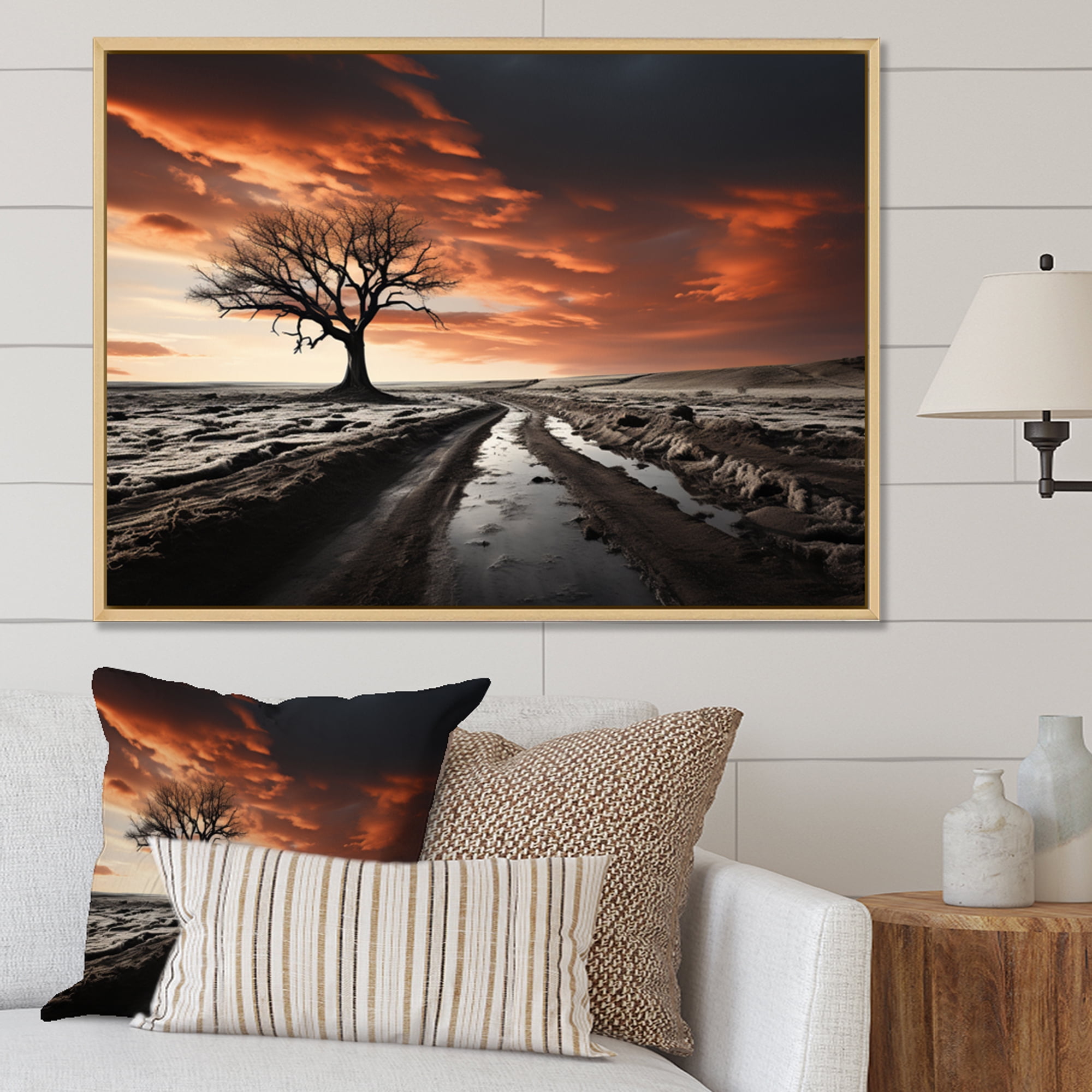 Designart "Dreams of Infinite Road Sky Photo II" Landscapes Trees ...