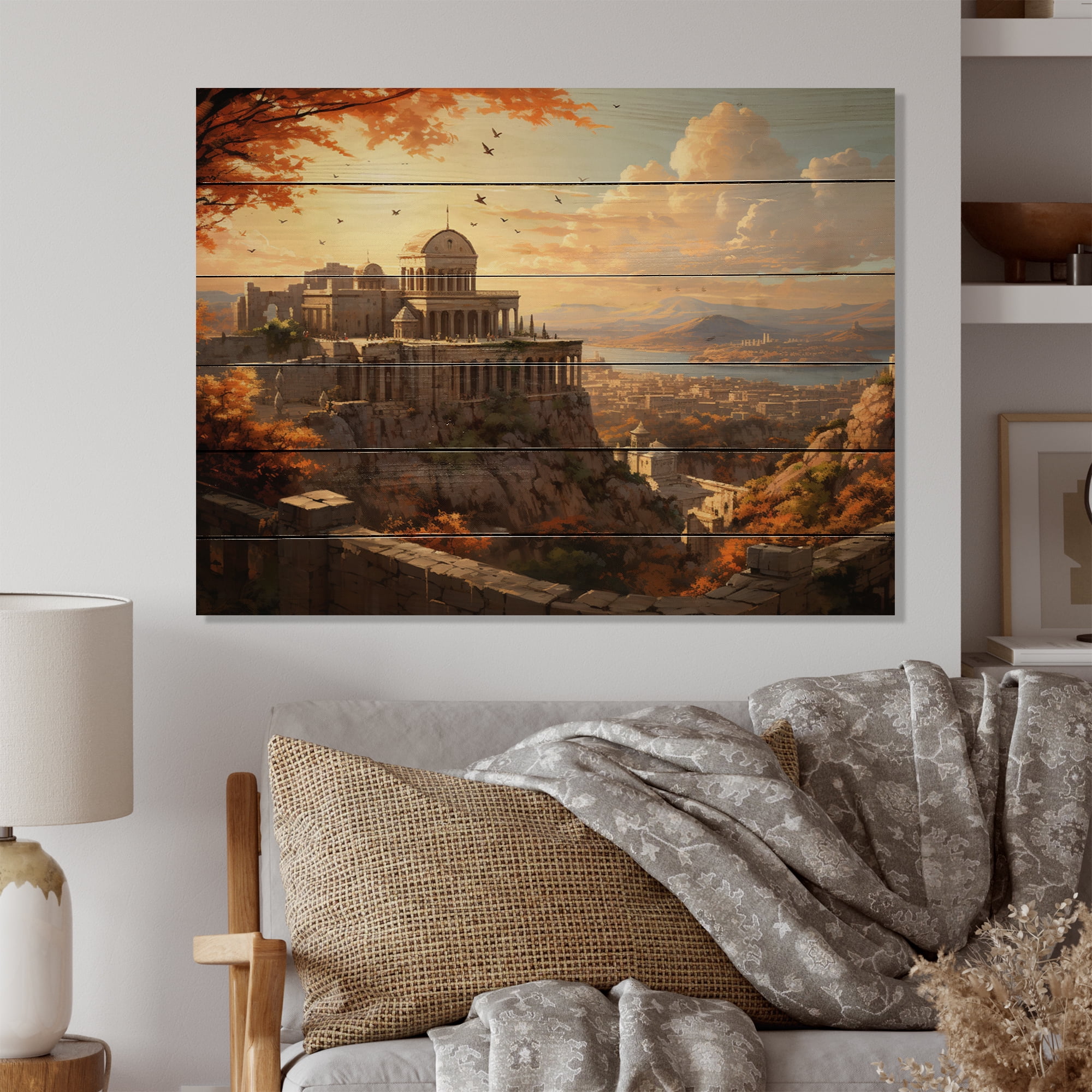 Designart "Dreams of the Greek Emperor III" Greece Print on Natural Pine Wood - Walmart.com
