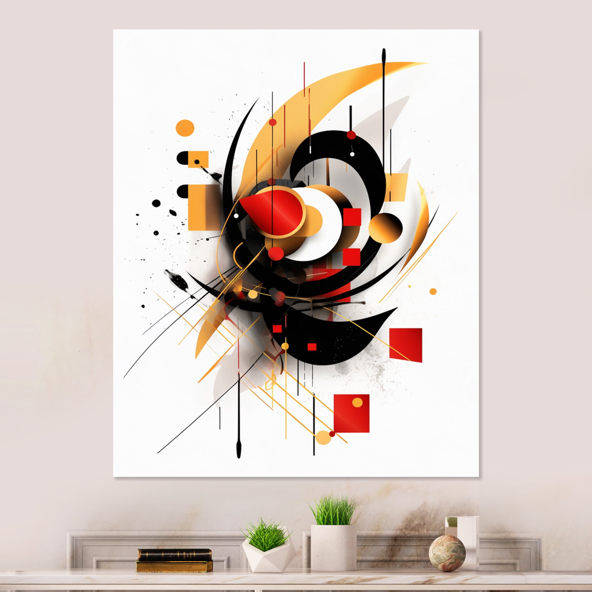 Designart "Dreamscape Abstract Red Black Vision" Abstract Shapes Metal ...