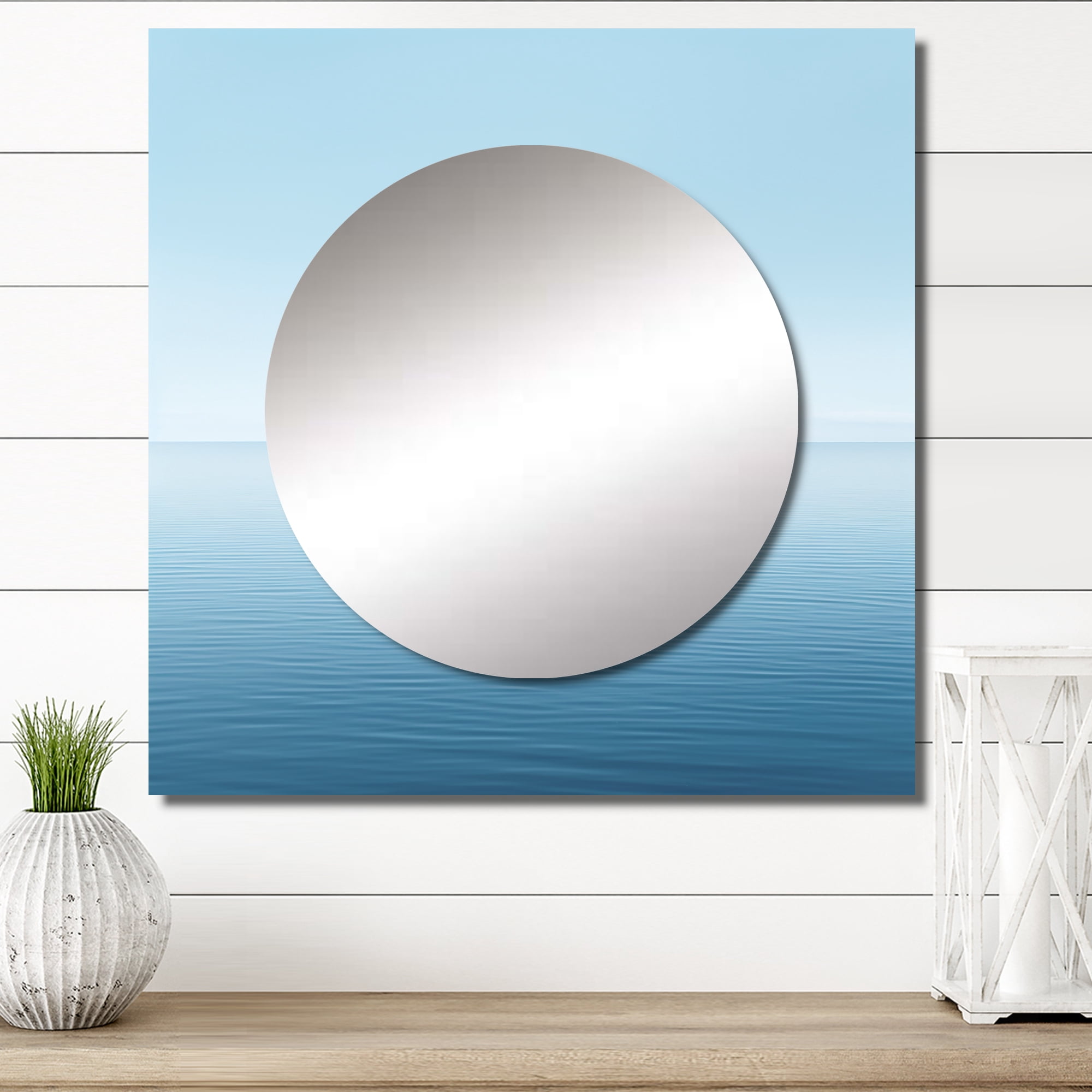 Designart "Dreamscape of Oceans Infinity I" Minimalism Square Mirror ...