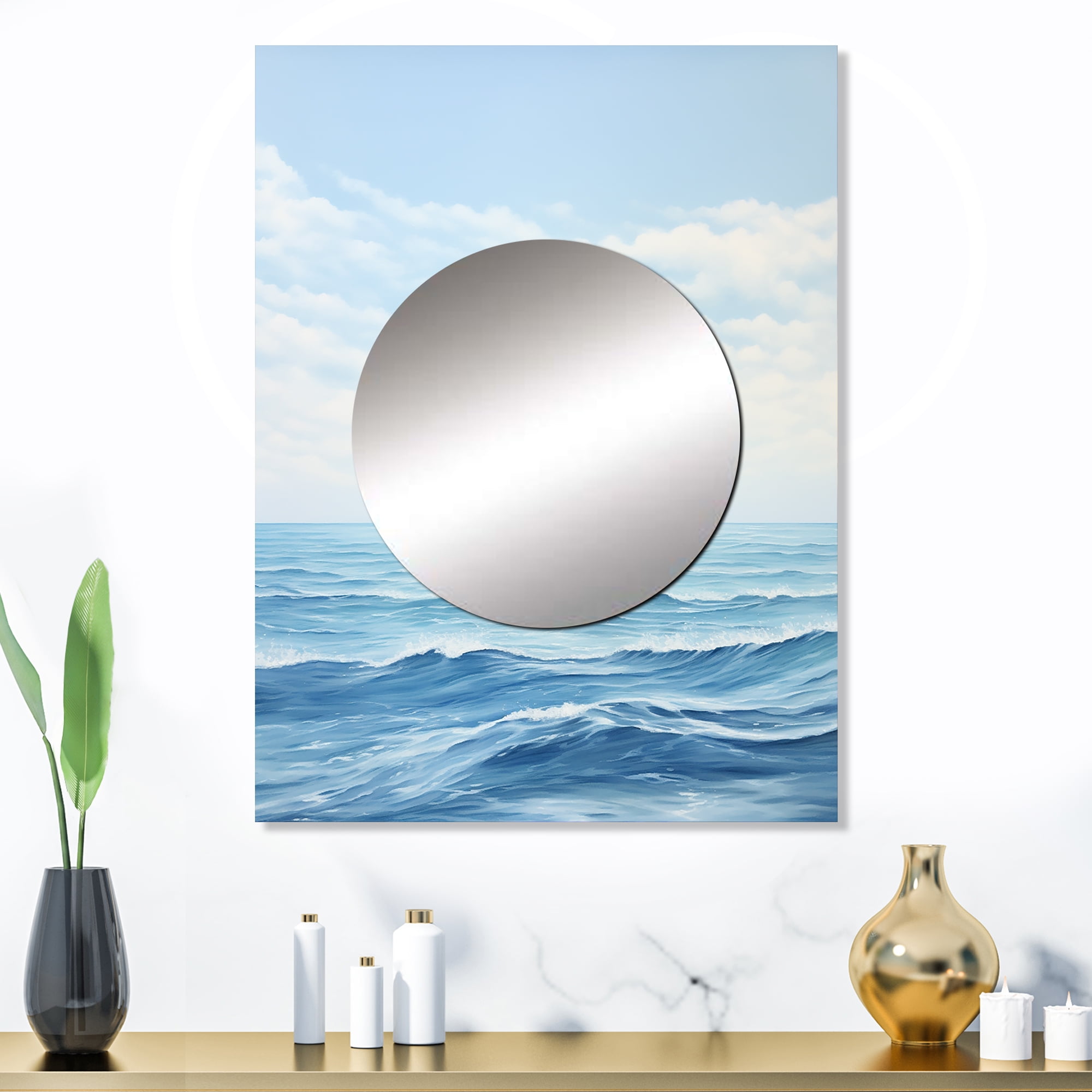 Designart "Dreamscape of Oceans Infinity" Minimalism Mirror Wall Decor ...