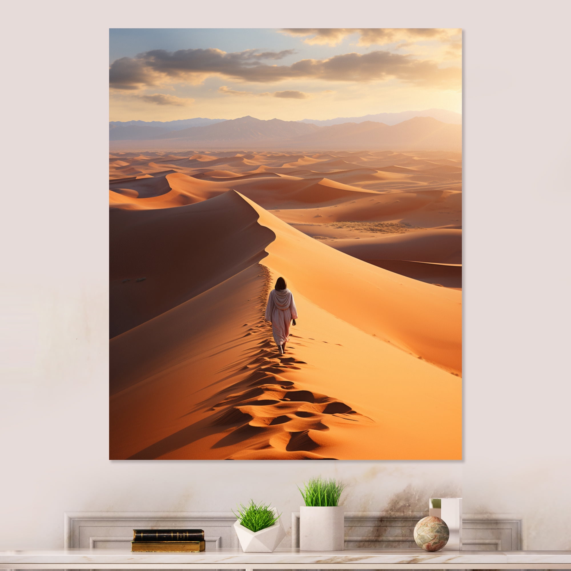 Designart "Dreamy Desert Walk I" Desert Metal Art Living Room - Walmart.com