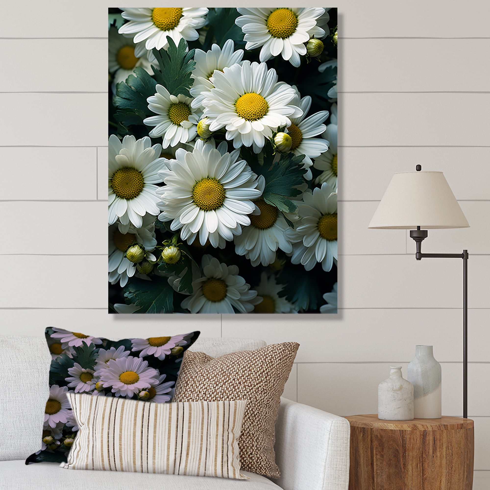 Designart "Dreamy Fields Of White Daisy Florescence II" Daisies Wall ...