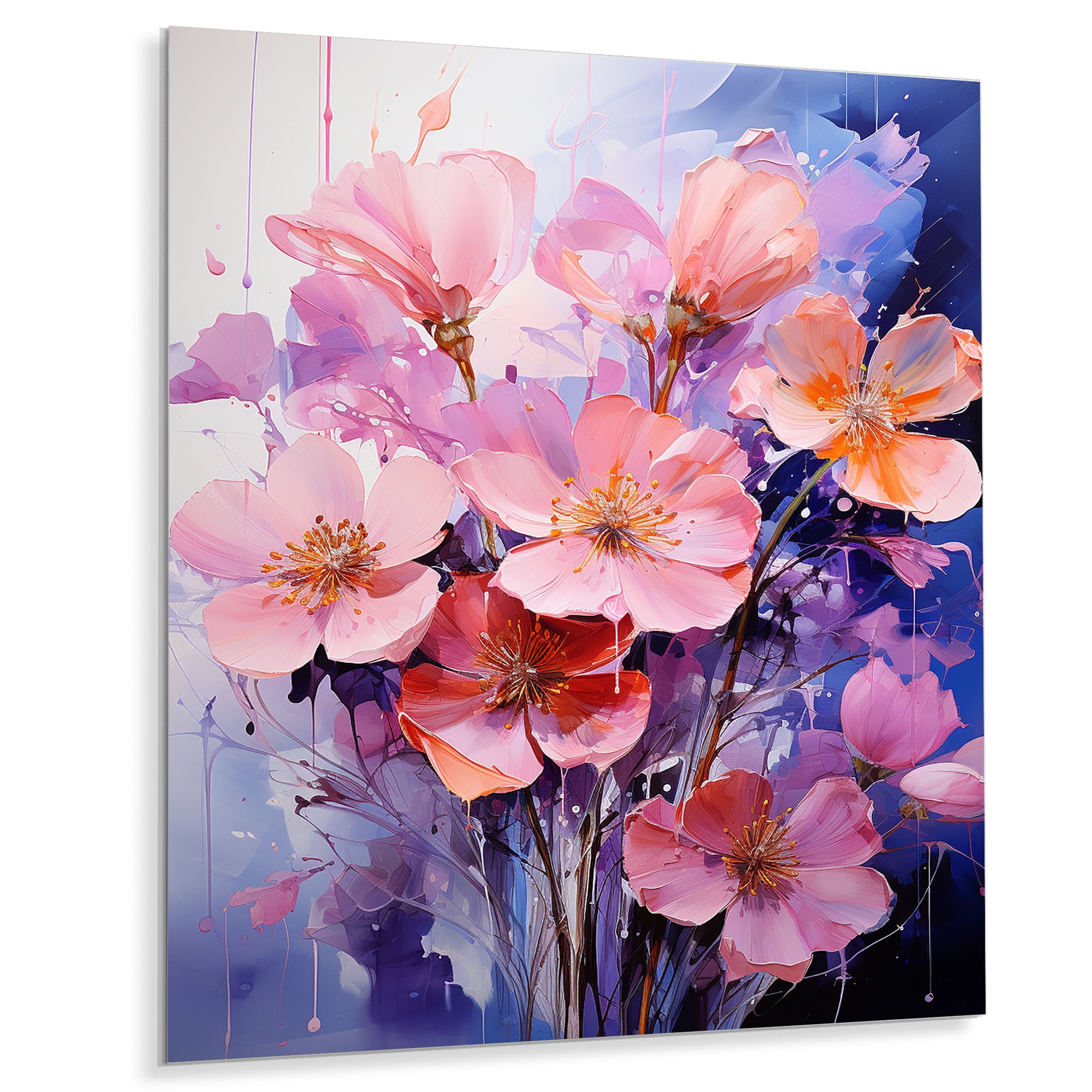 Designart "Dreamy Representation of Peach and Purple Violets I" Floral ...