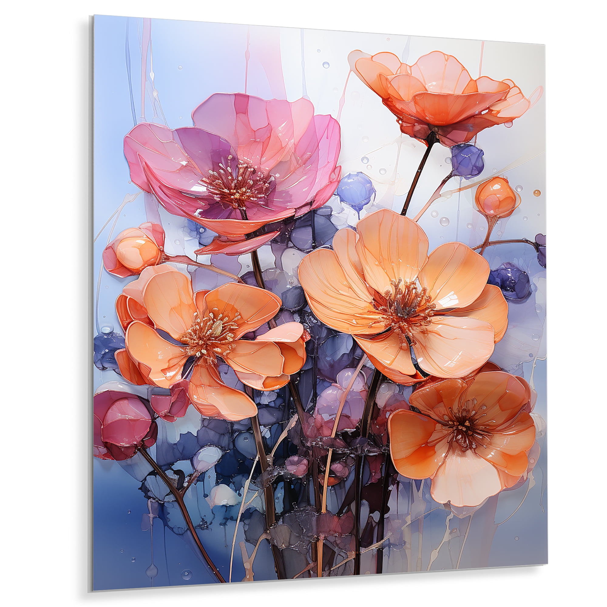 Designart "Dreamy Representation of Peach and Purple Violets II" Floral ...