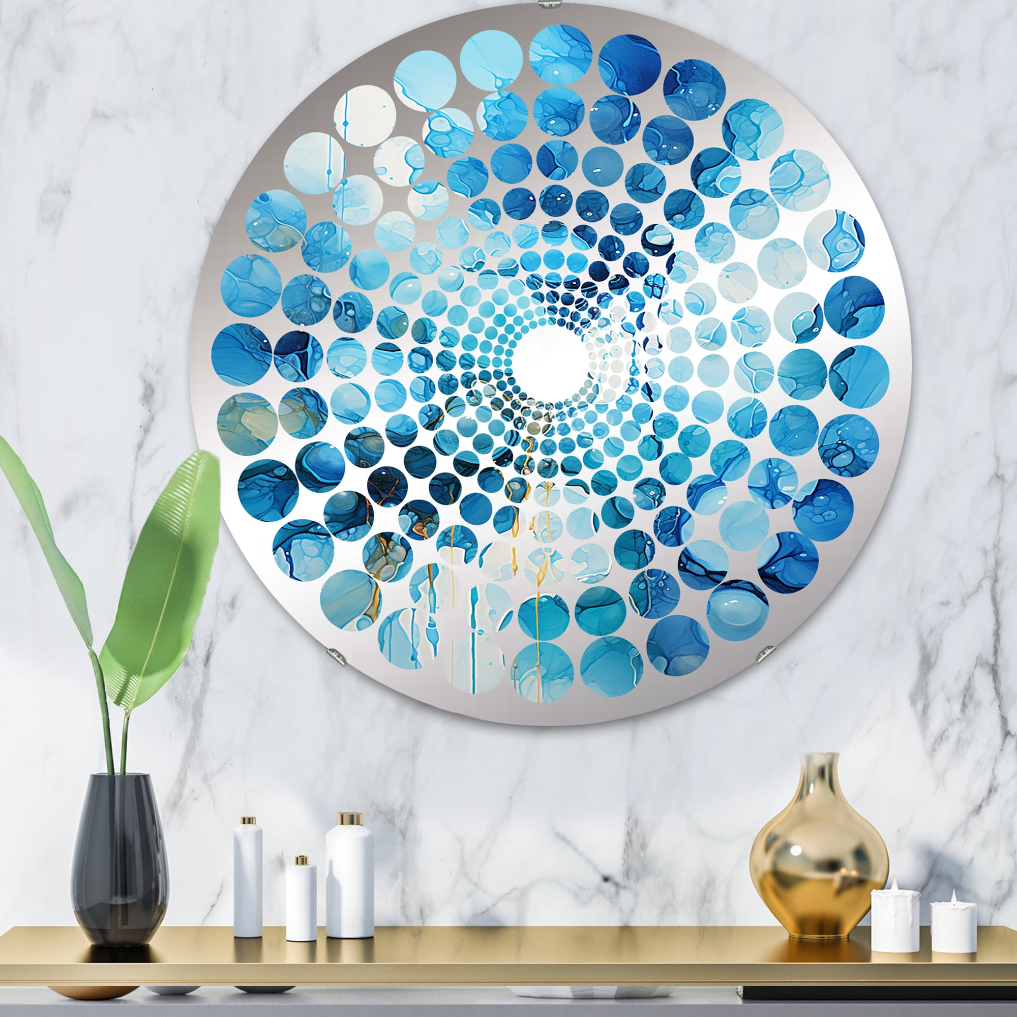 Designart "Drip Painting Symphony in White and Blue" Drip Painting ...