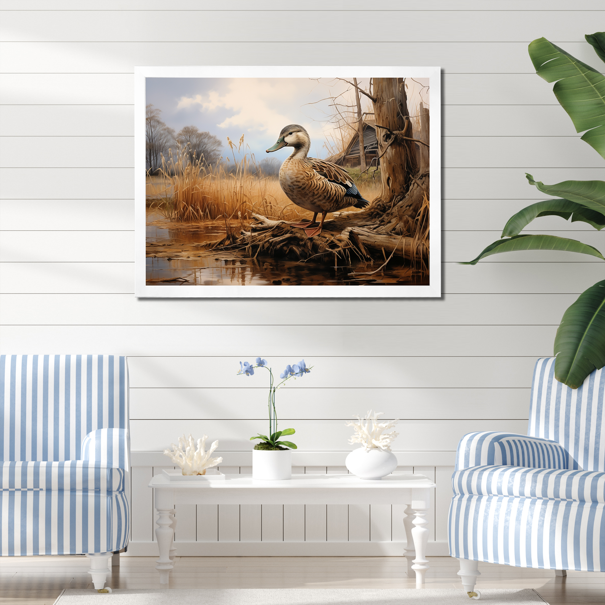Designart "Duck Waddling by the Barn I" Animals Framed Wall Art Decor ...