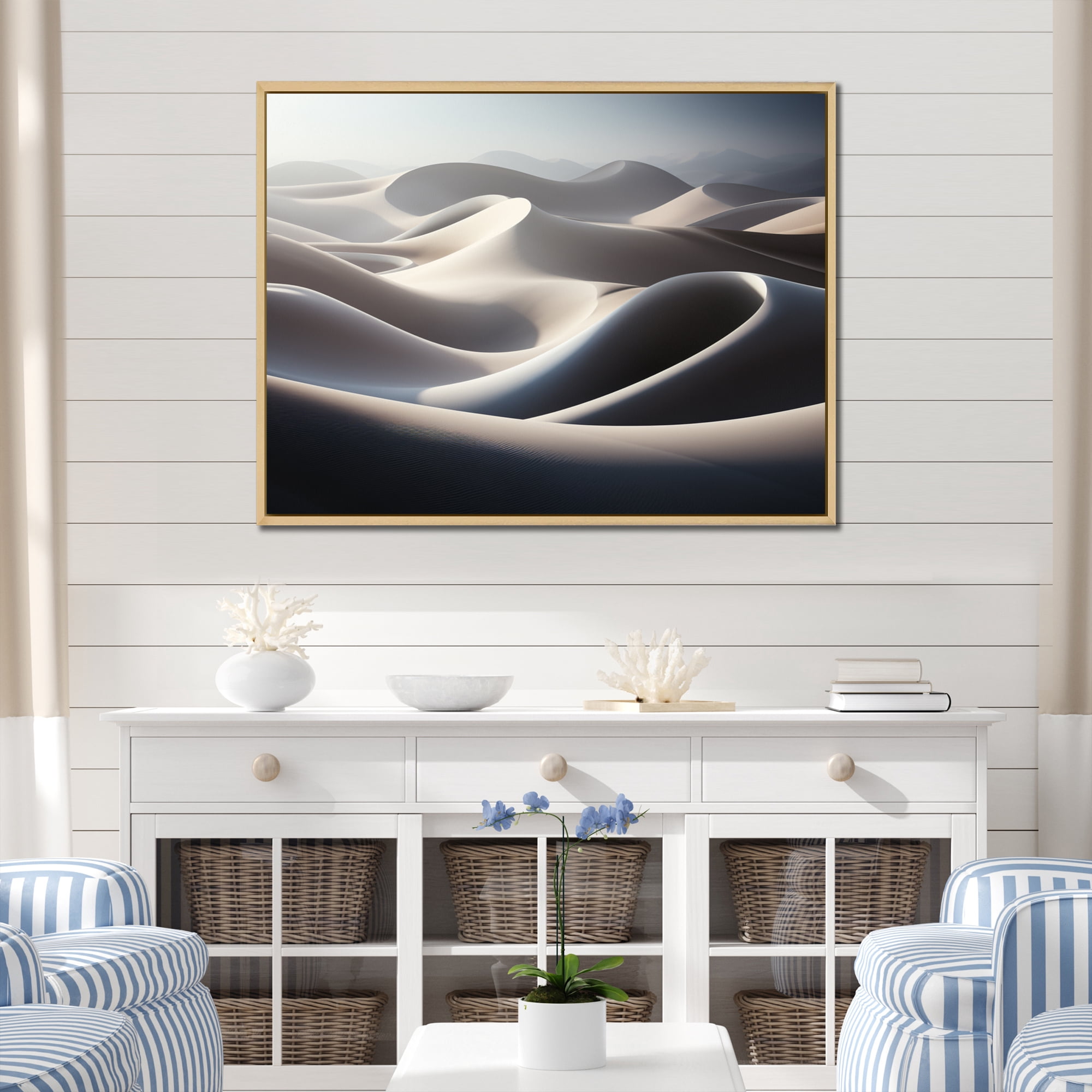 Designart "Dune Dreams Beach Photo X" Landscapes Floater Framed Wall ...