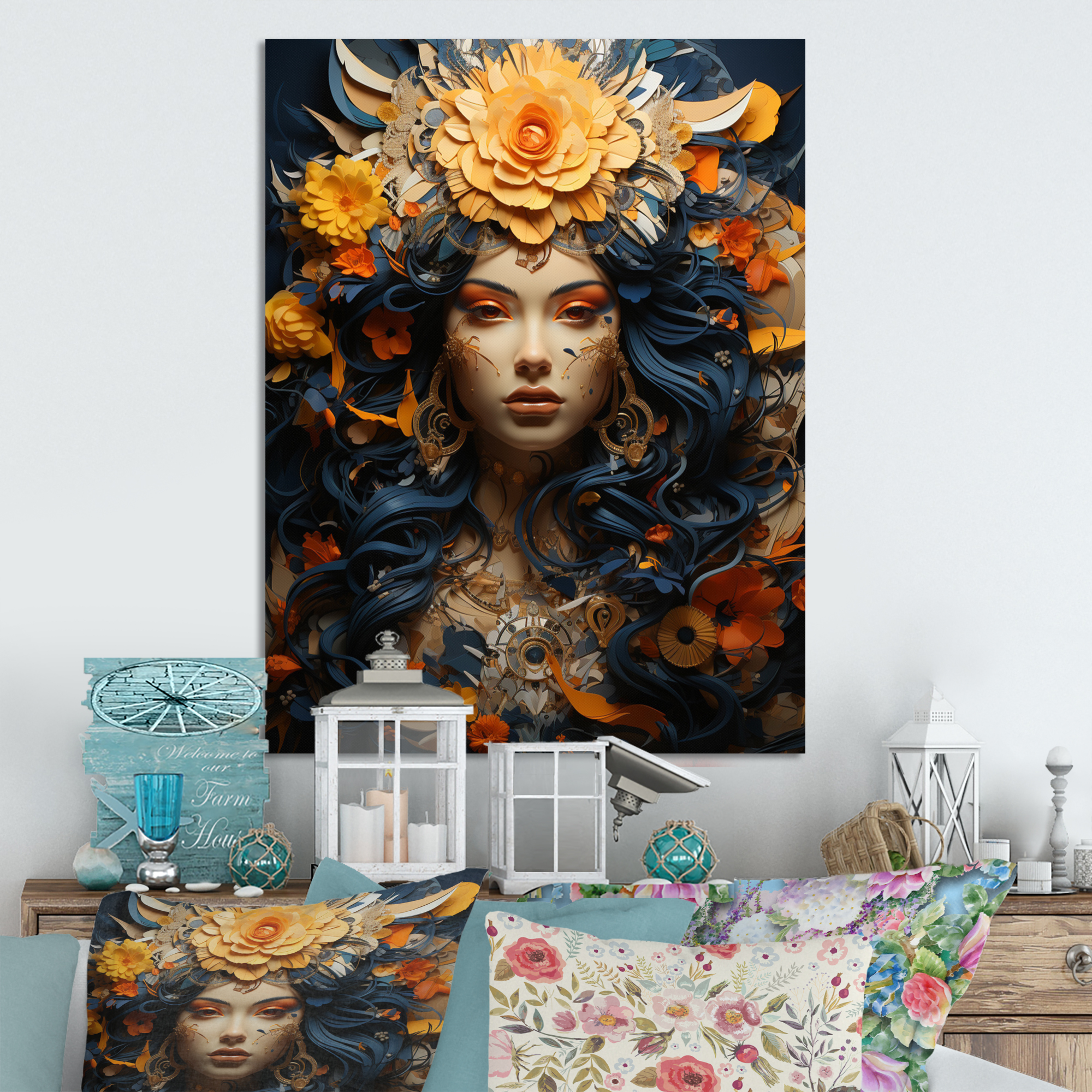 Designart "Durga Durga Hinduisim Benevolent painting" Hinduisim Metal ...