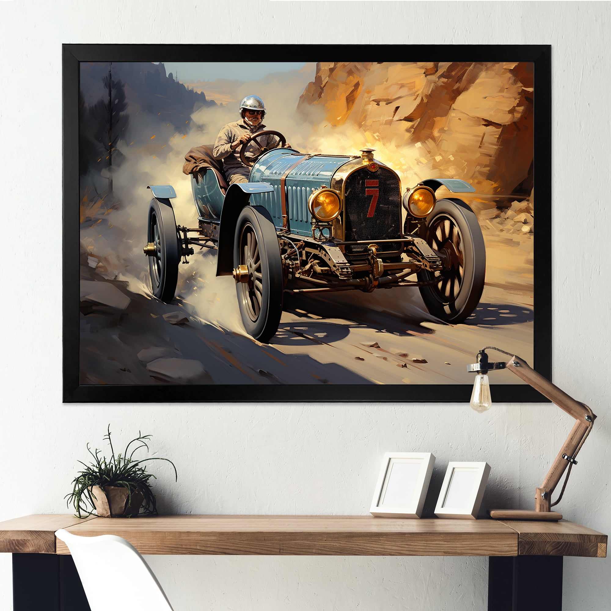 Designart "Dusty Adventures on Yellow and Blue Race Track" Architecture ...
