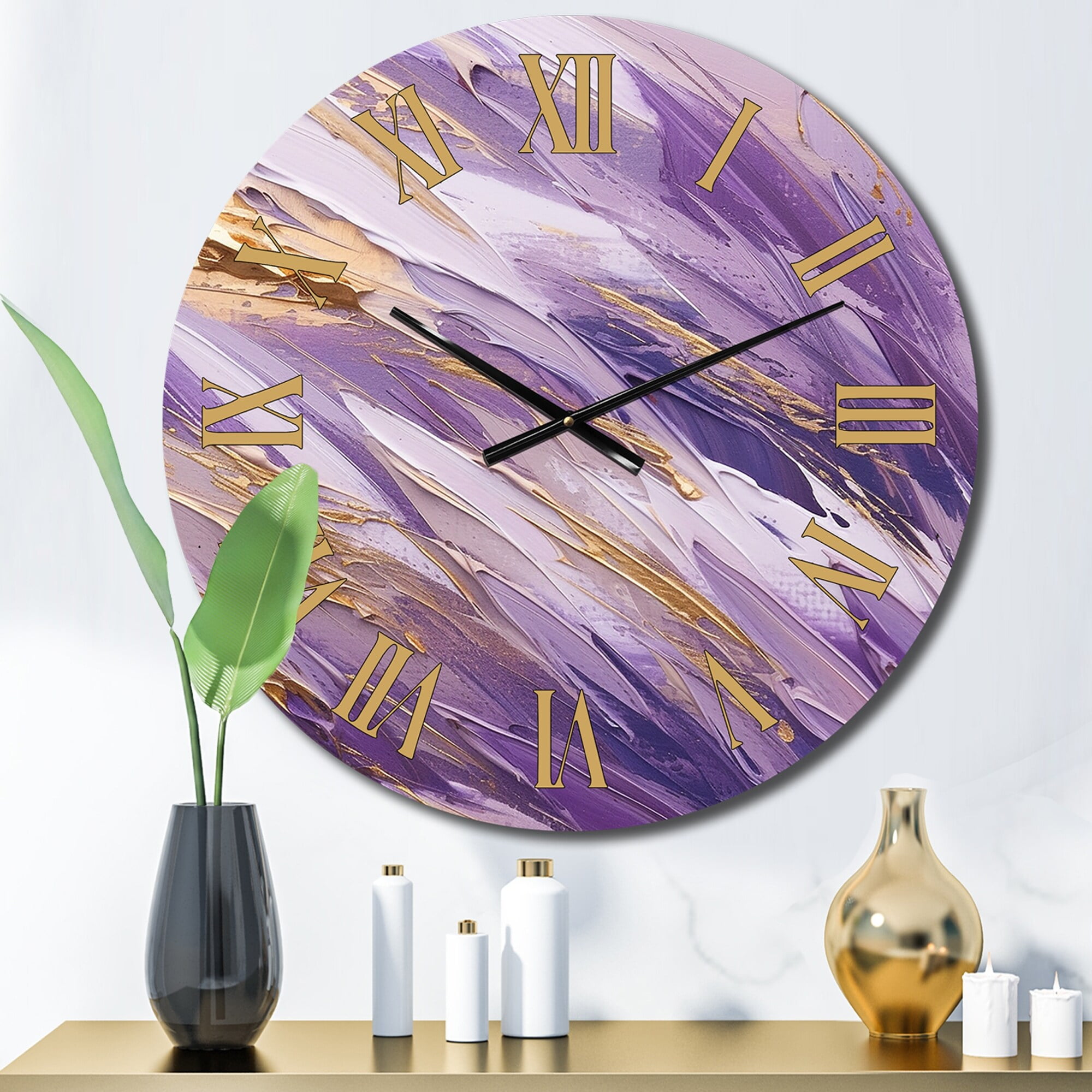Designart "Dynamic Abstractions in Purple and Gold II" Abstract ...