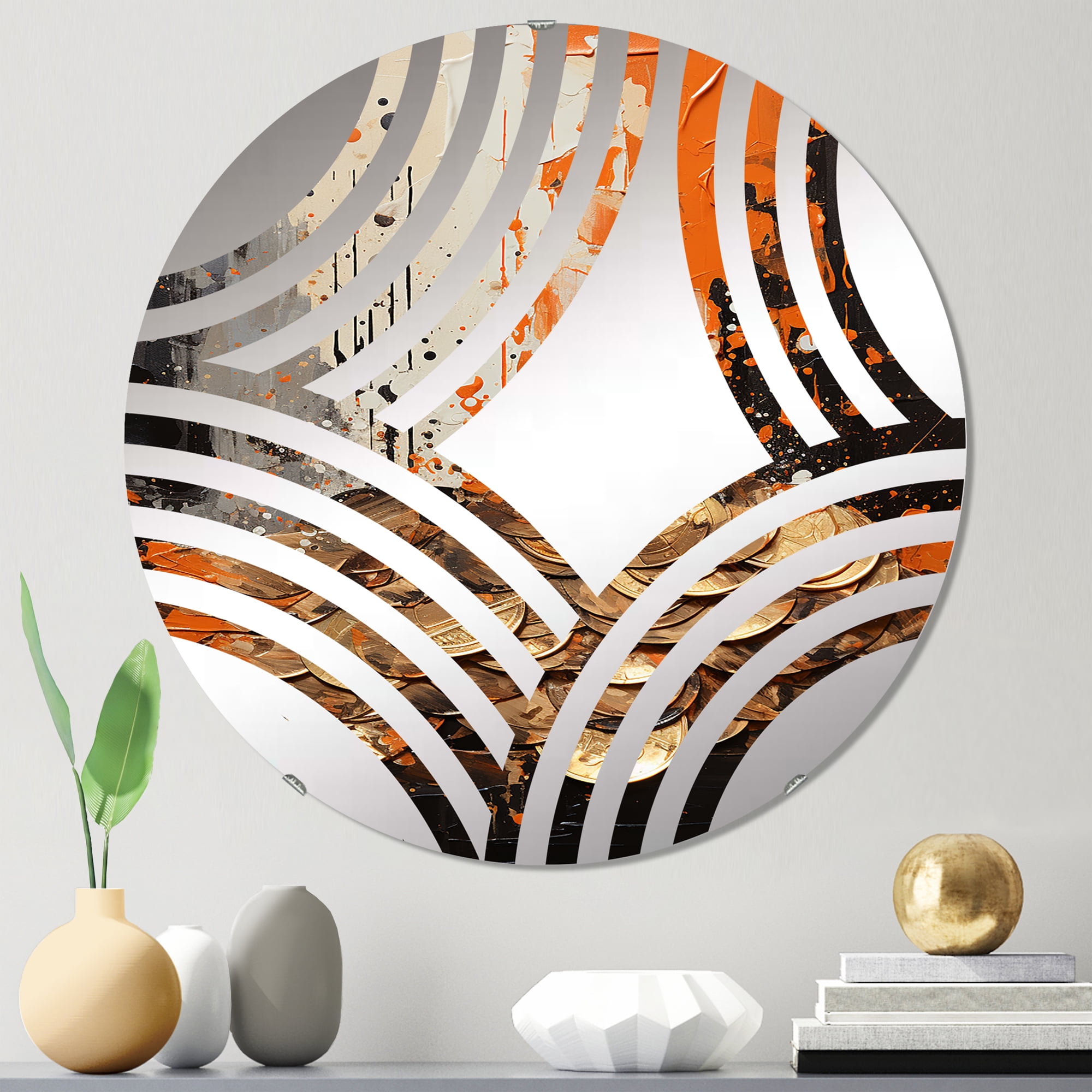 Designart "Dynamic Dollars in Pop Art" Pop Art Baptist Fan Round Wall ...