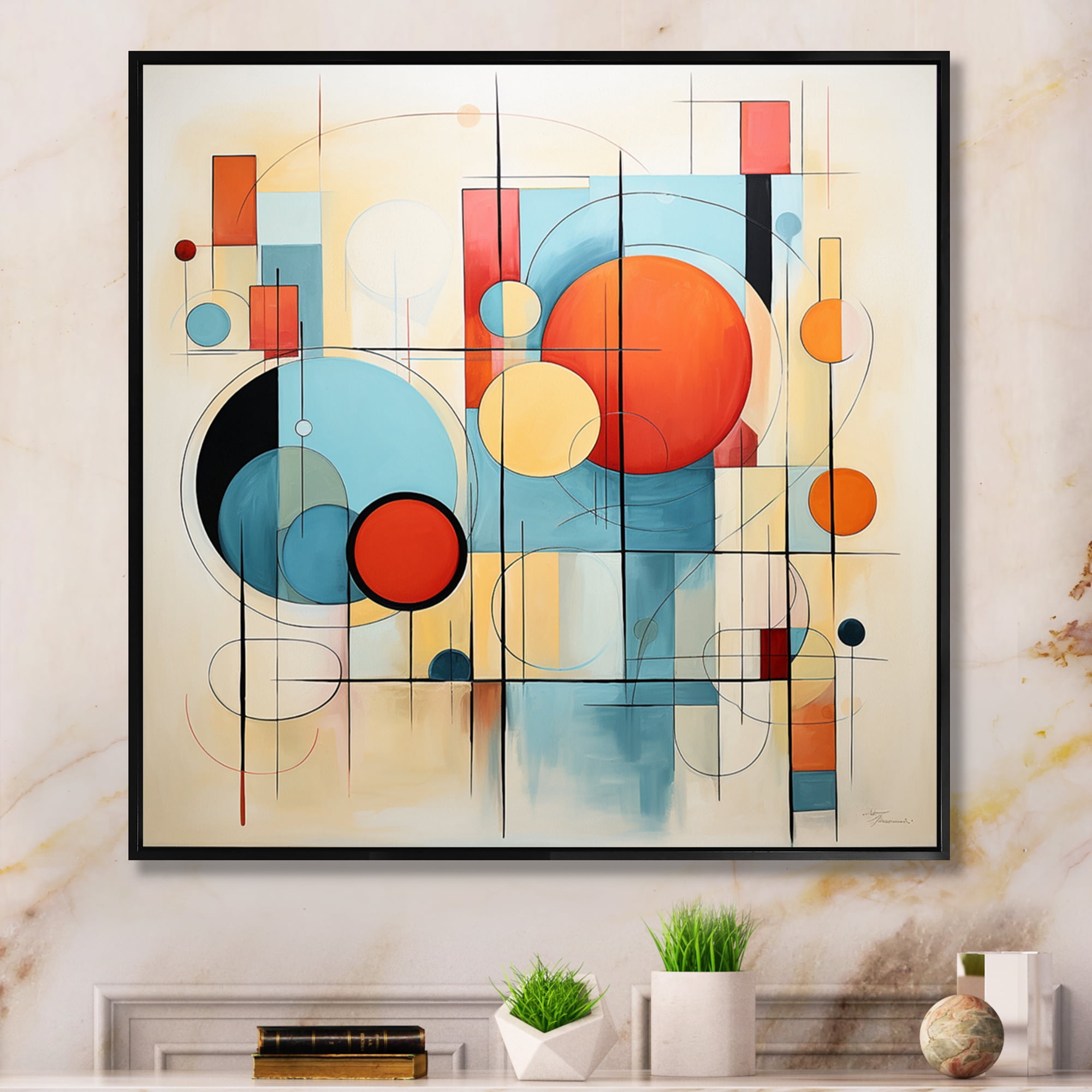 Designart "Dynamic Duality Colorful Mid Century Harmony I" Mid-century ...