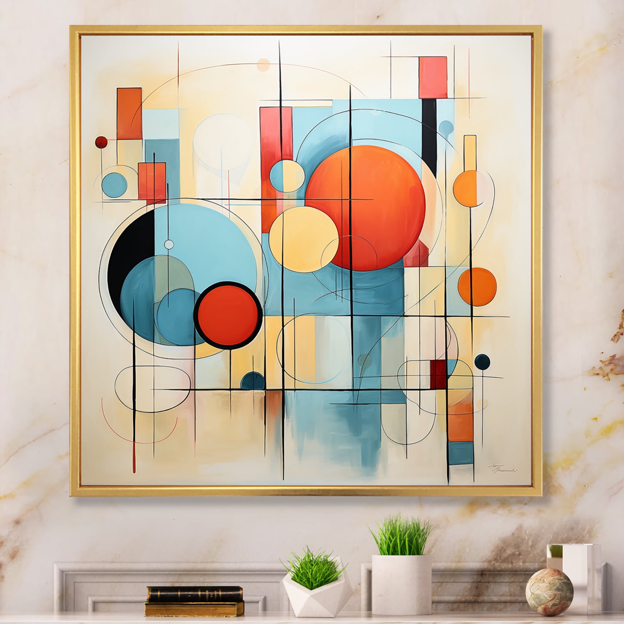 Designart "Dynamic Duality Colorful Mid Century Harmony I" Mid-century ...