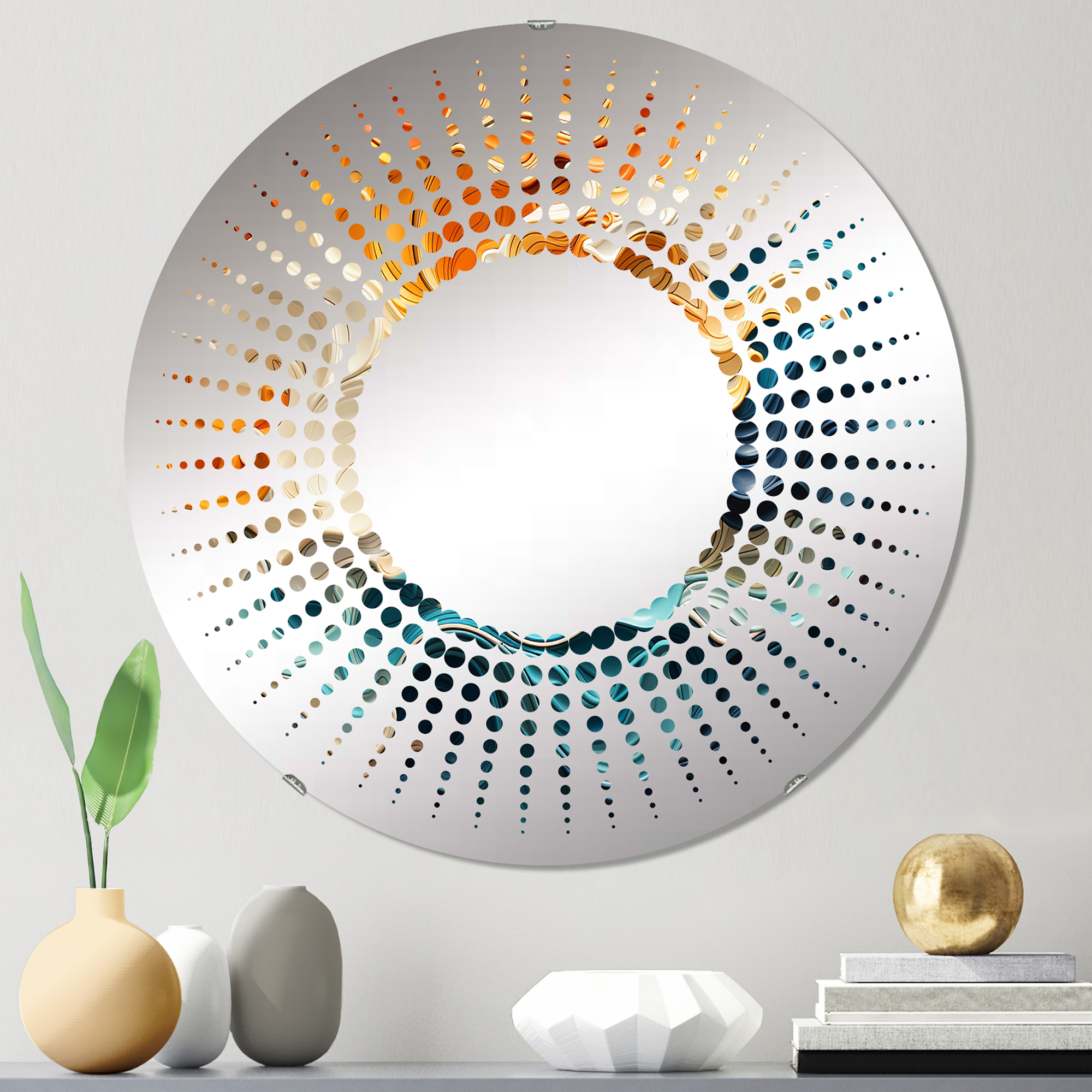Designart "Dynamic Flow in Multicolor Op Art I" Op Art Starburst Round ...
