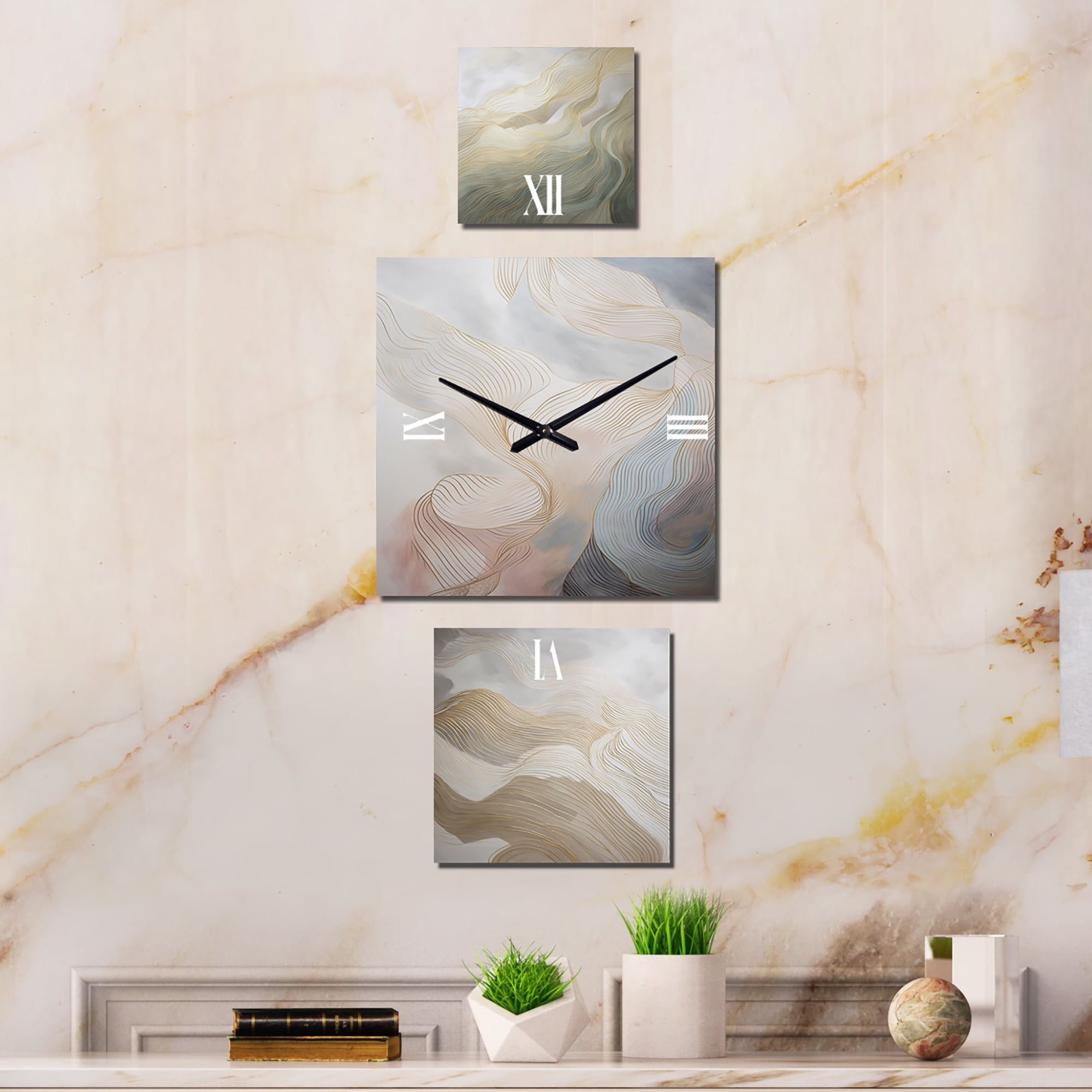 Designart "Dynamic Line Art Gold and Grey III" Minimalism Line ...