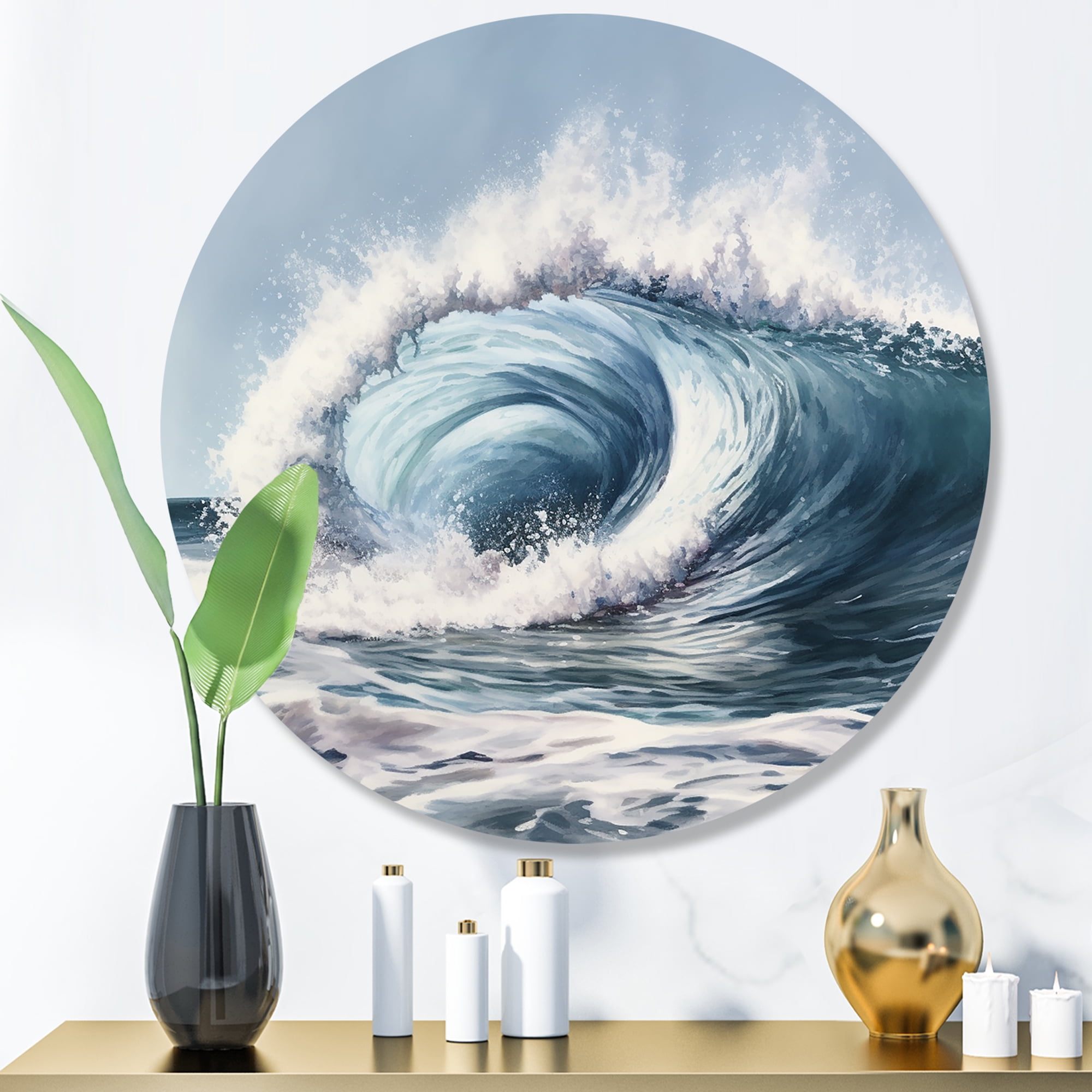 Designart "Dynamic Ocean Waves in Motion IV" Modern Landscape Beach ...