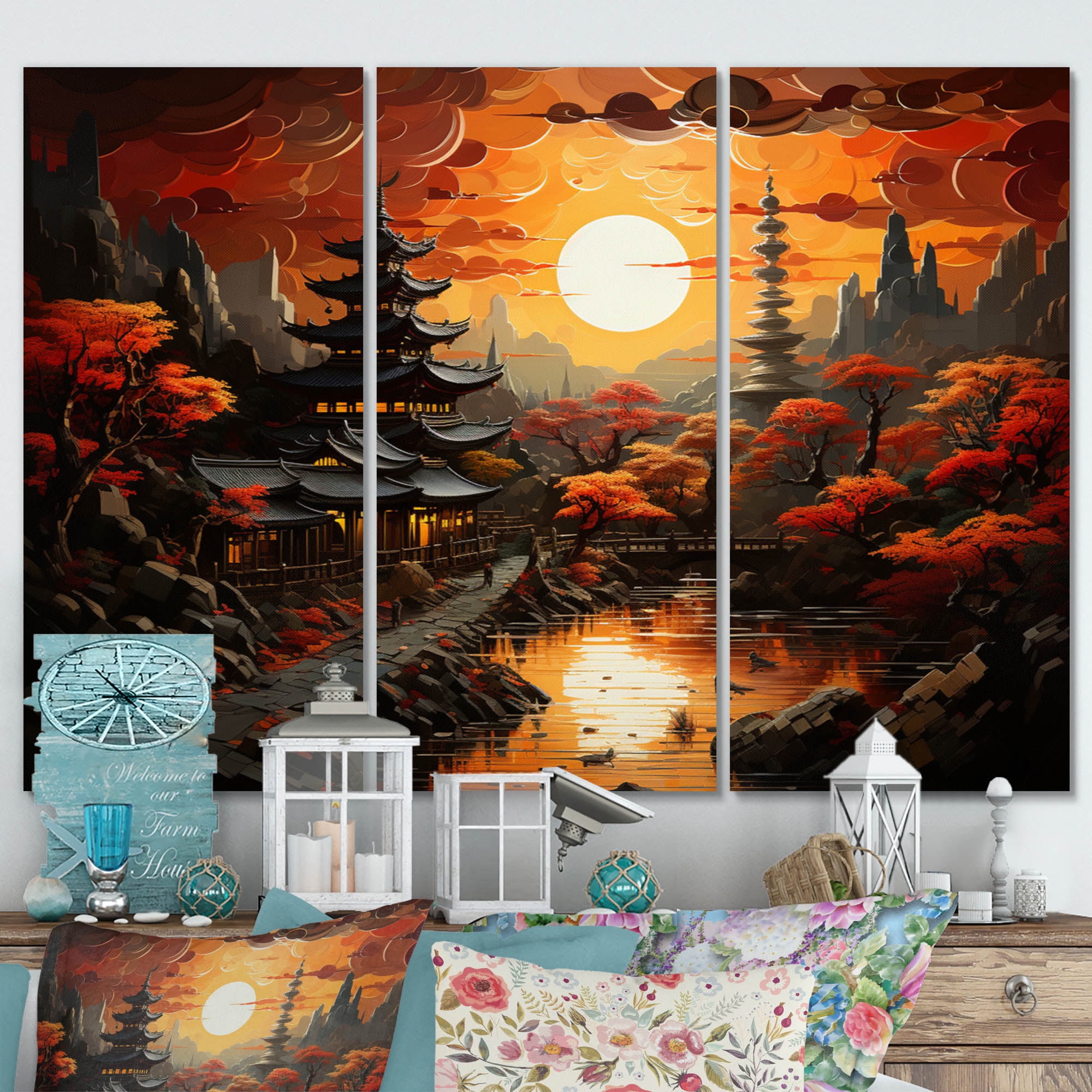 Designart "Dynastic Echoes China Art painting V" Chinese Metal Wall ...