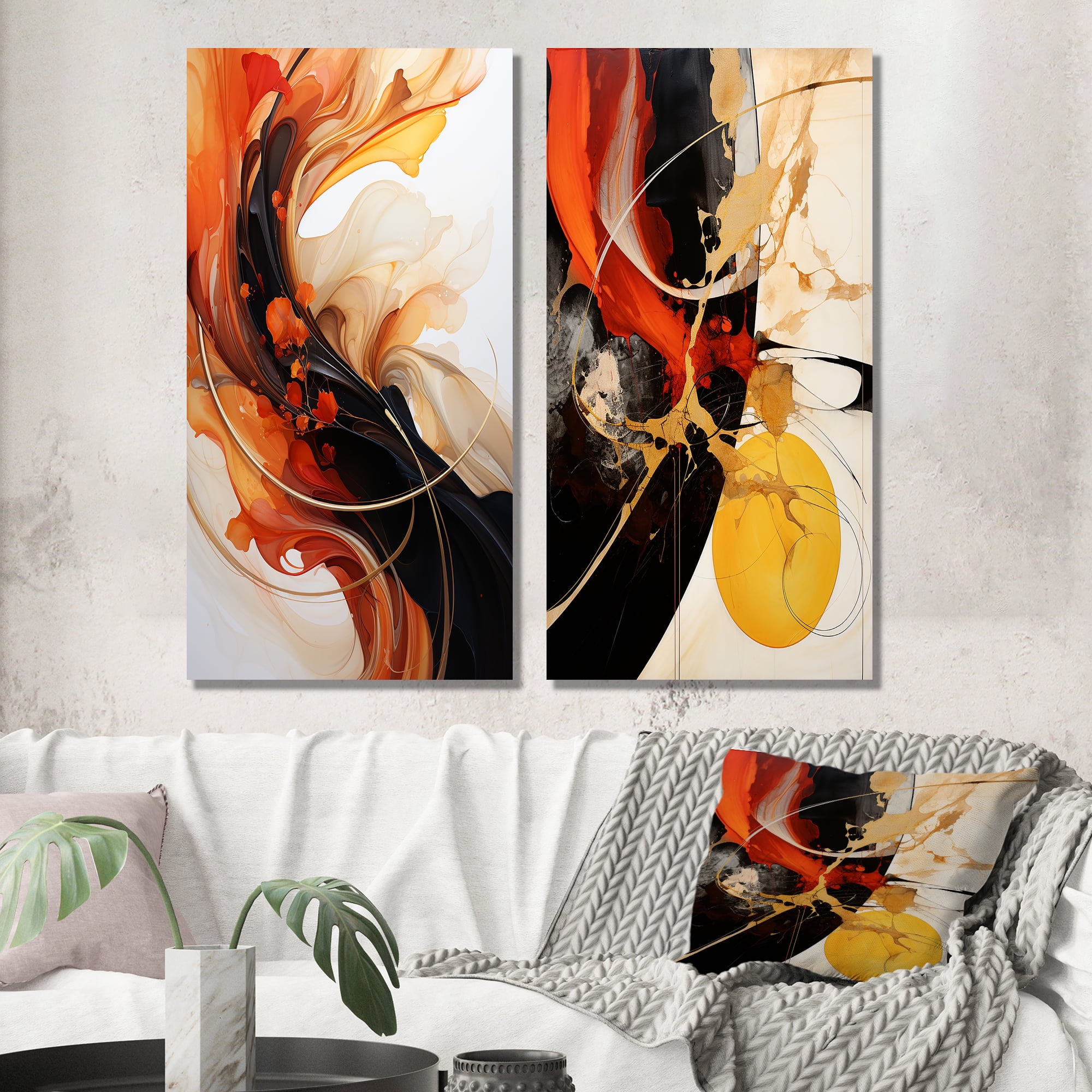Designart "Earthly Conversations Dynamic Shapes III" Abstract Shapes ...