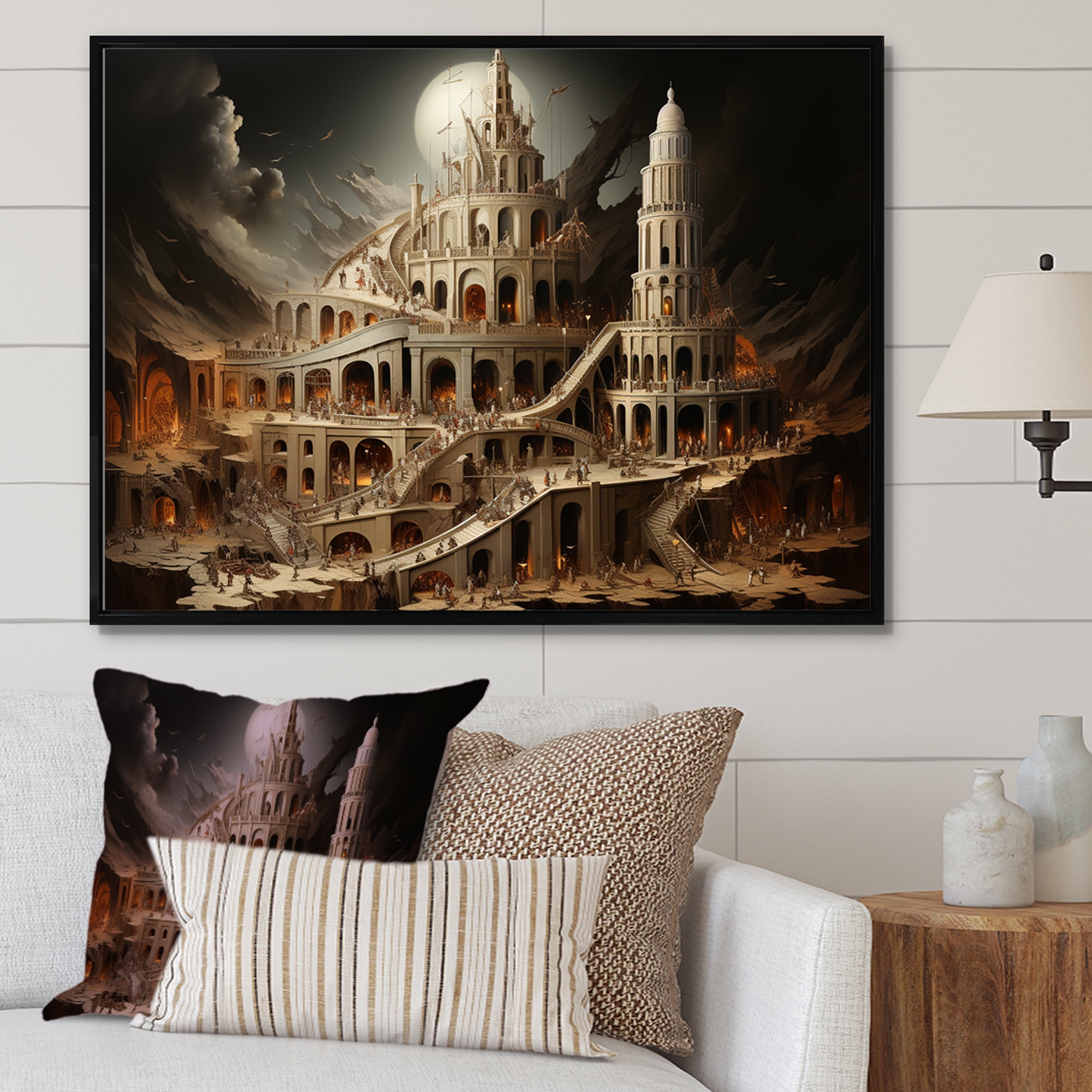 Designart "Earthly Tones Tower Of Babel Artwork" Christianity Floater ...