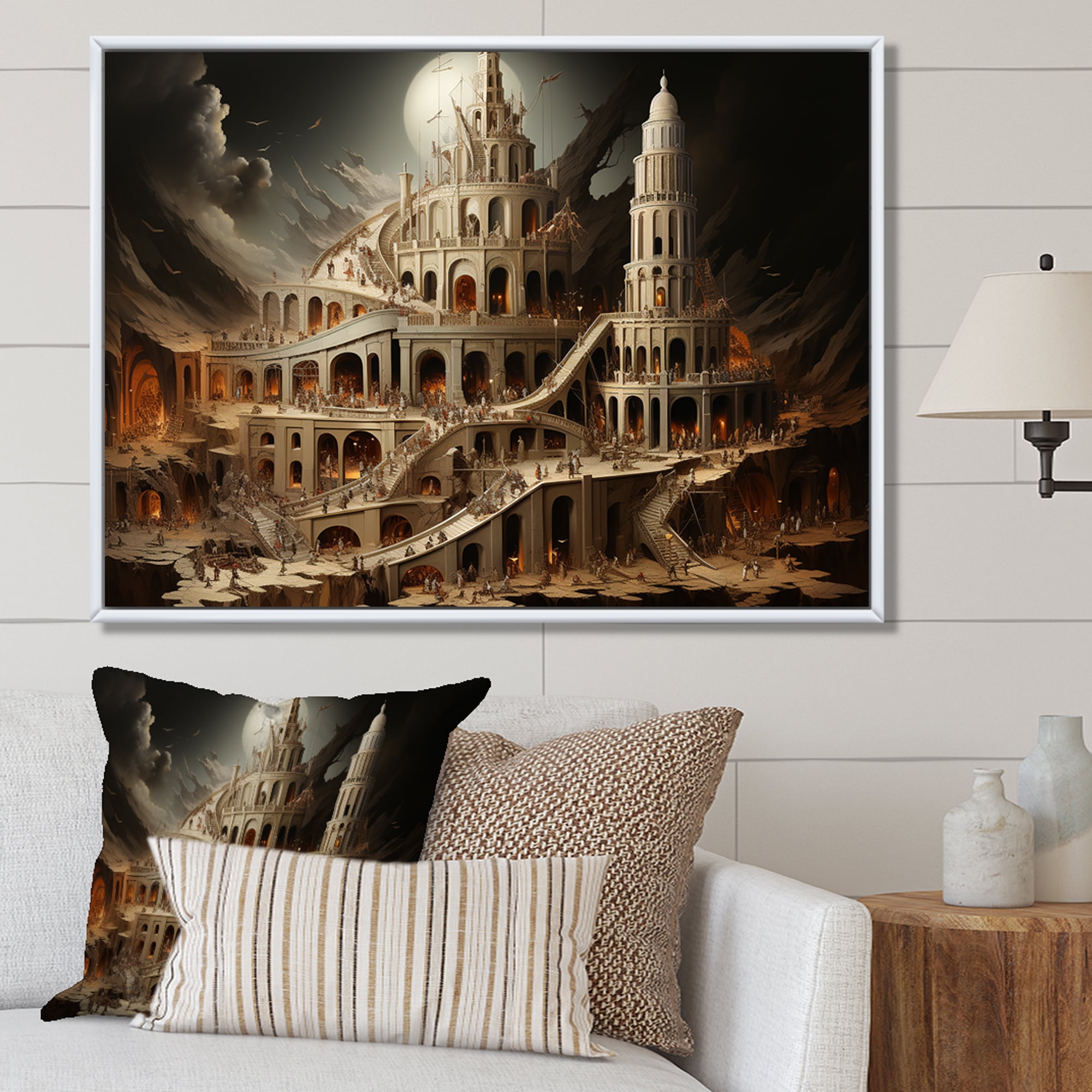 Designart "Earthly Tones Tower Of Babel Artwork" Christianity Floater ...