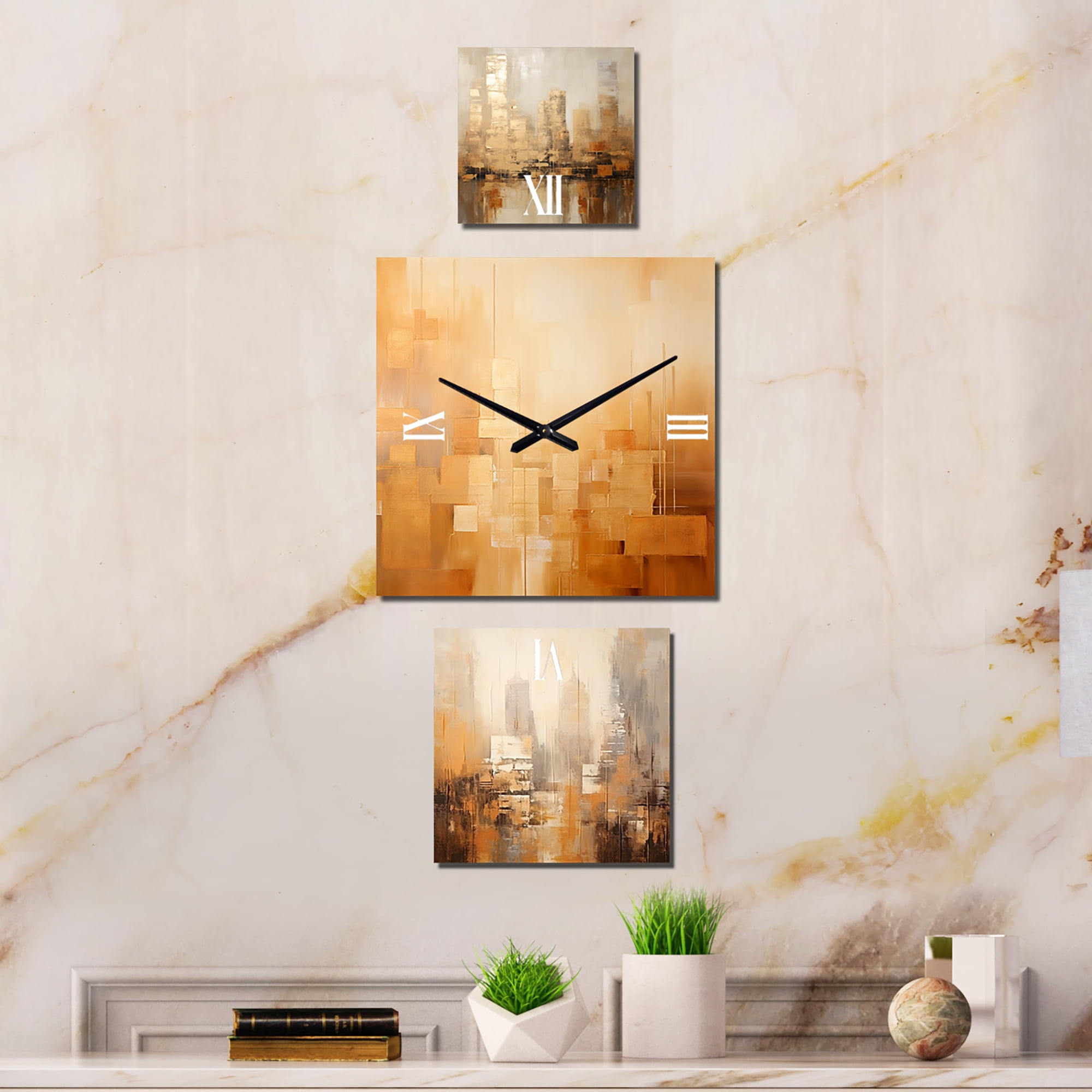 Designart "Earthy Peach Urban Array" Skyscrapers Oversized Industrial ...