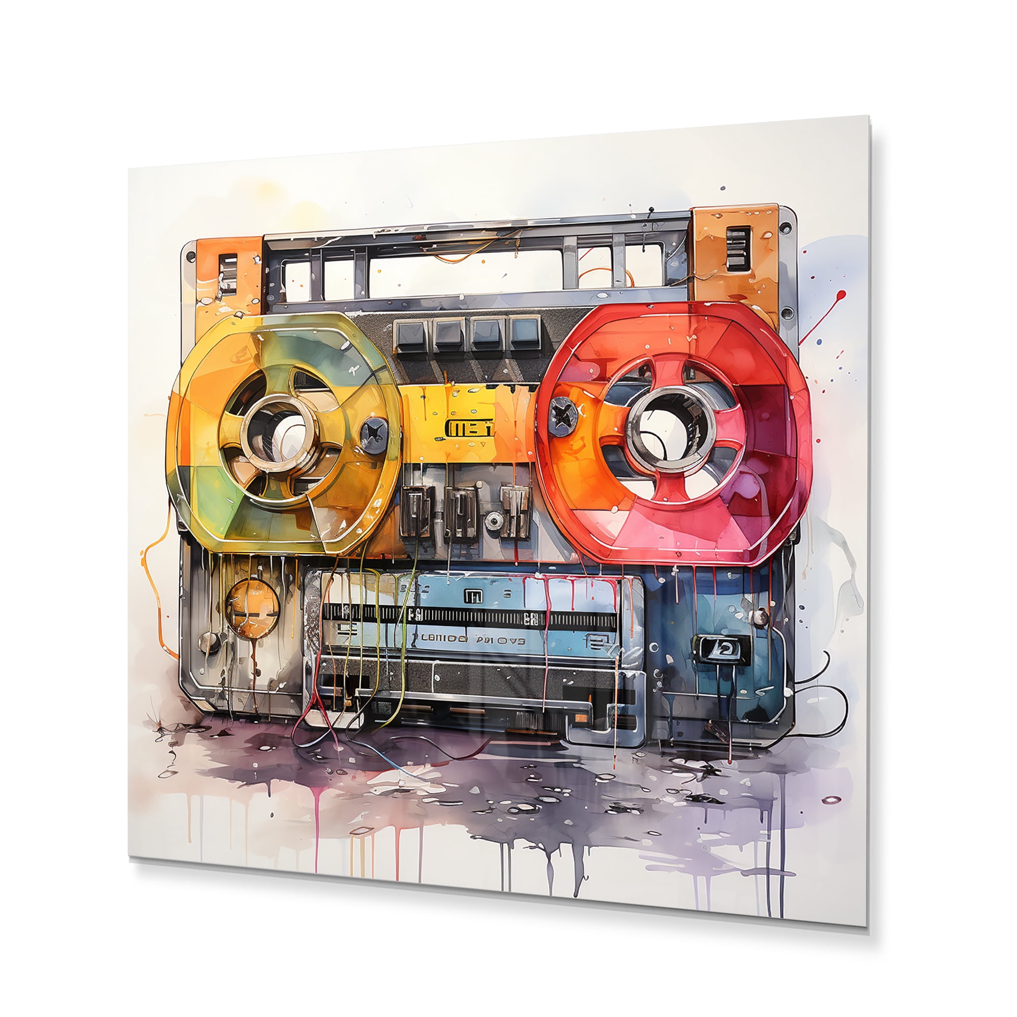 Designart "Echoes of Cassette Tapes Colorful Nostalgia I" Music Metal ...