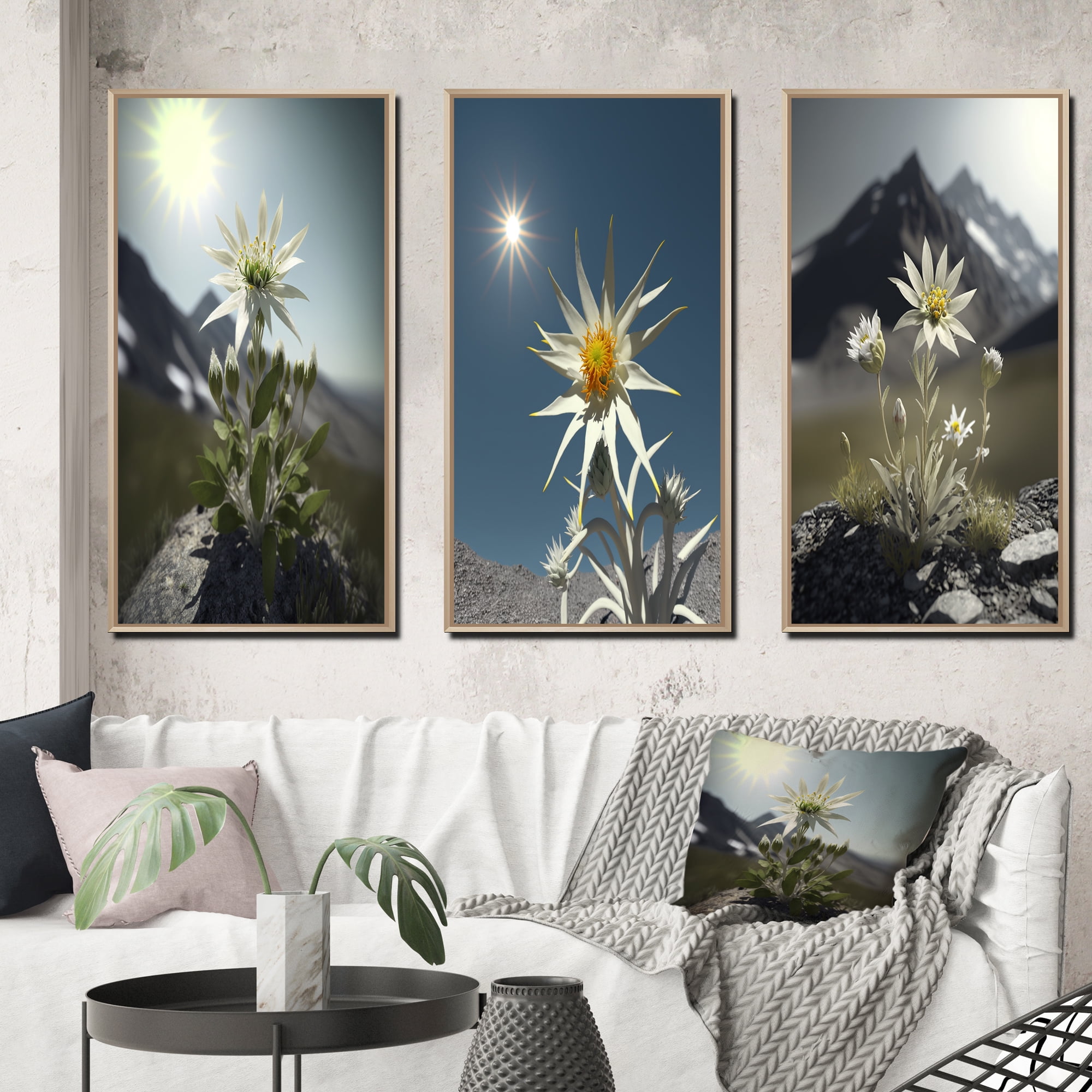 Designart "Edelweiss Flower Blossoming Under the Sun III" Other Plants ...