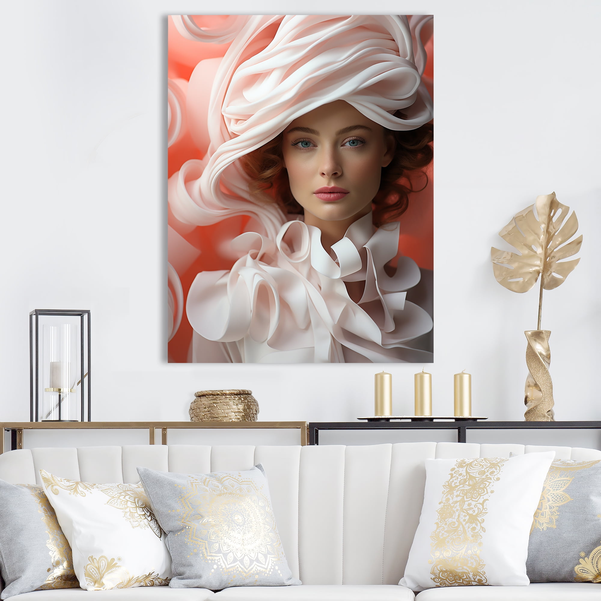 Designart "Effortless Chic In A Stylish Hat II" Fashion Canvas Wall Art ...