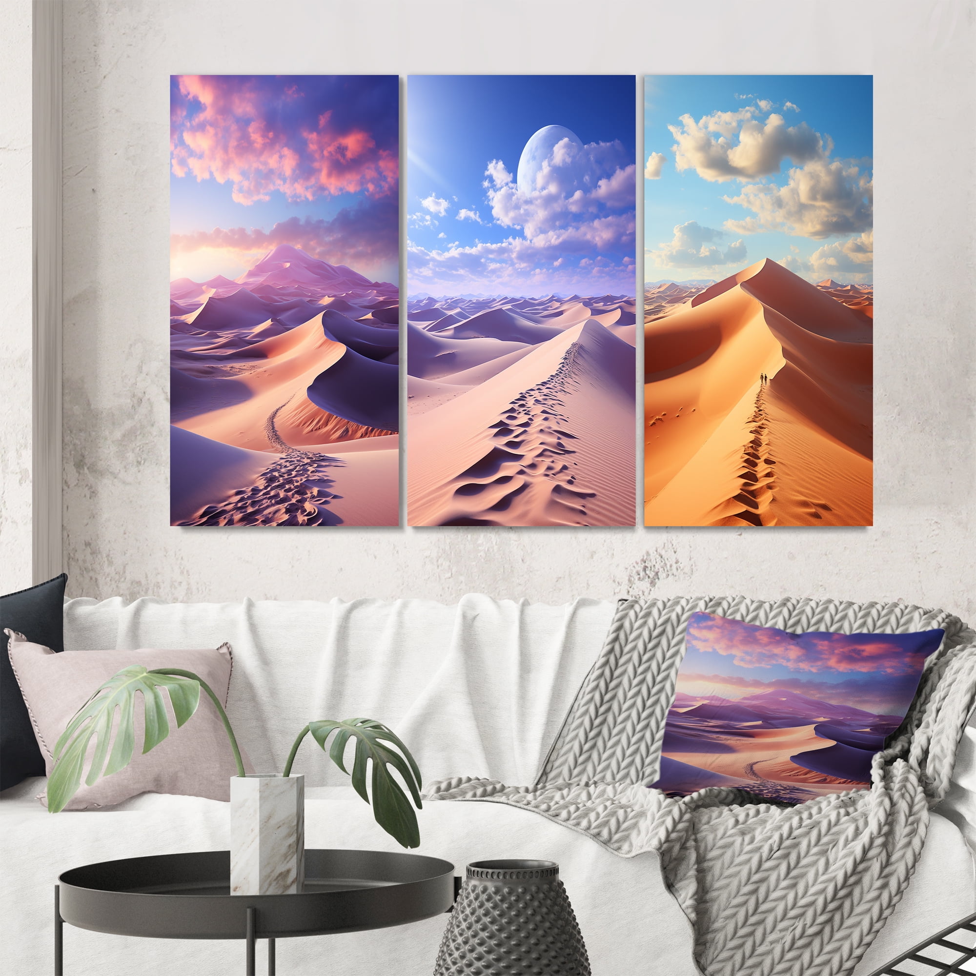 Designart "Egypt Sahara Dreams horizon III" Egypt Wall Art Set Of 3 ...