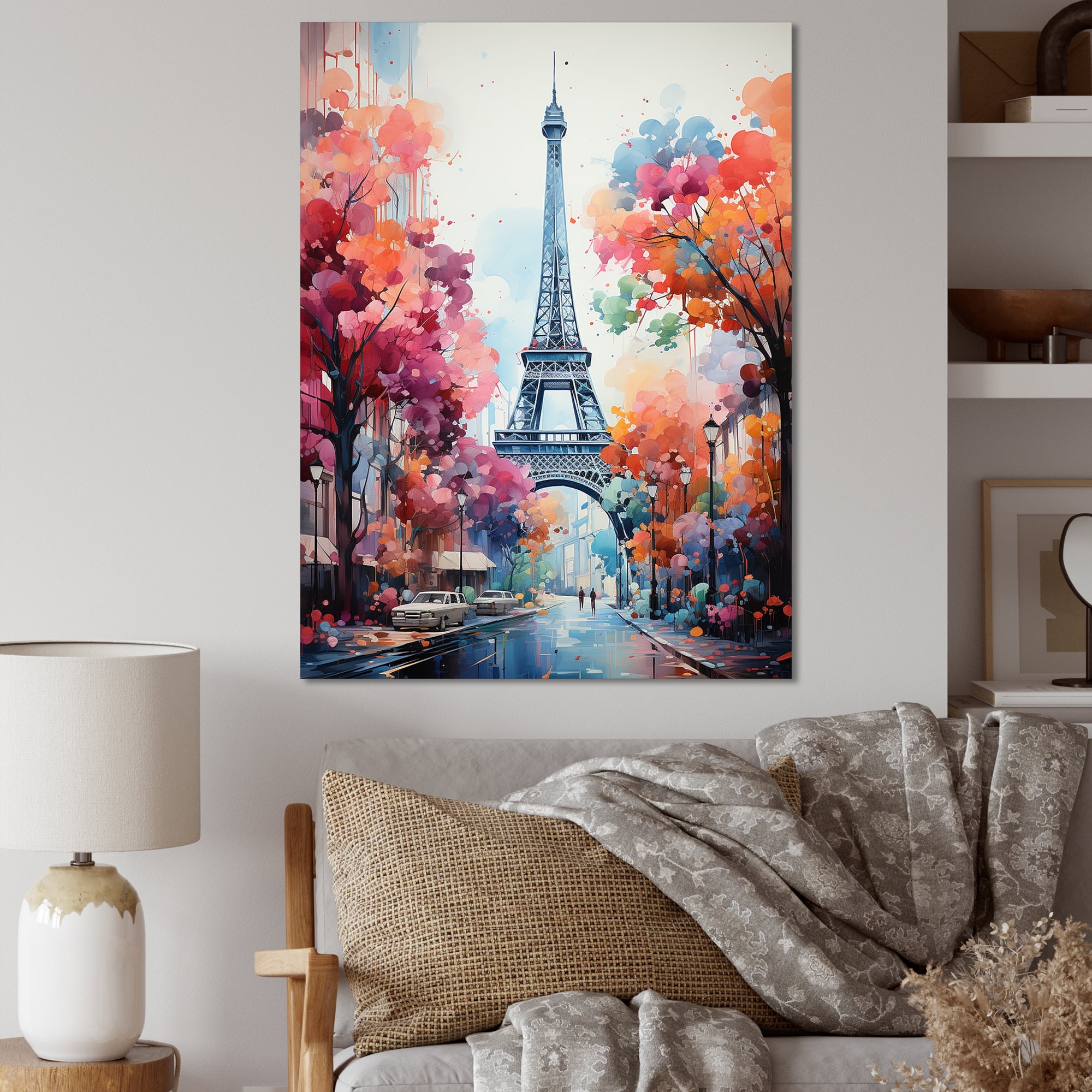 Designart "Eiffel Tower in Colorful Paris" Cityscapes Canvas Wall Art ...