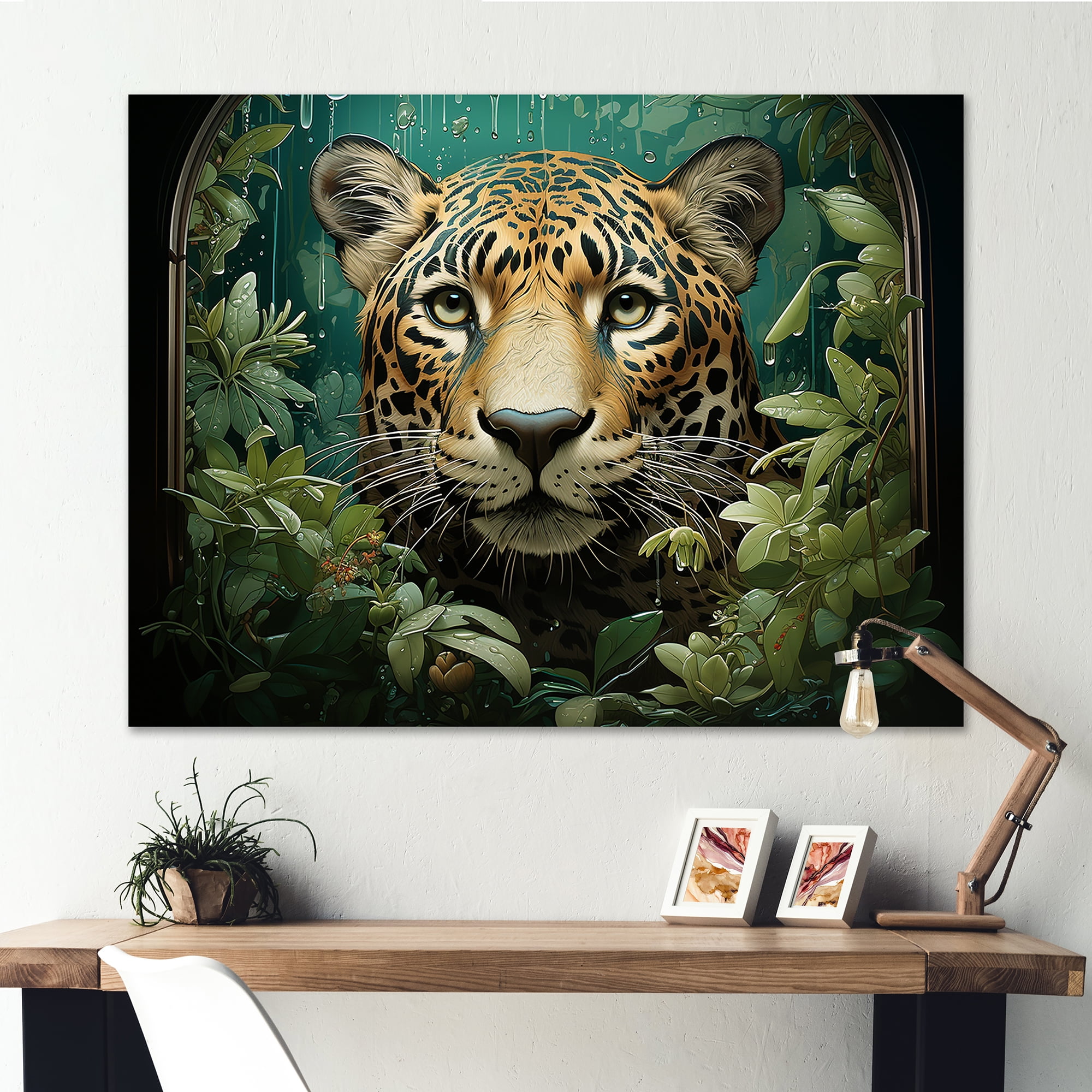Designart "Elated Panthera In Rainforest" Animals Leopard Wall Art ...