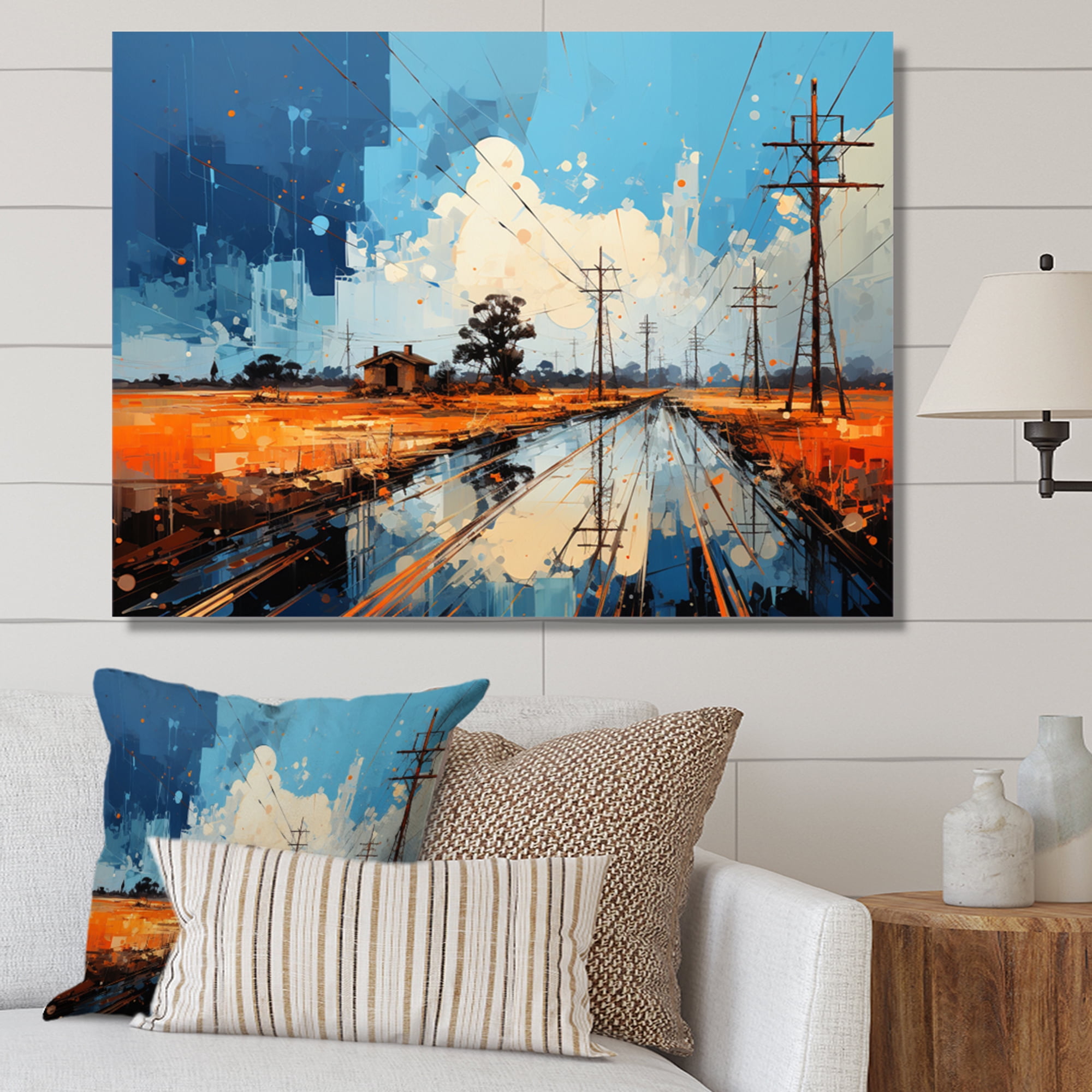 Designart "Electric Intersections Power Lines wall art II" Power Lines ...