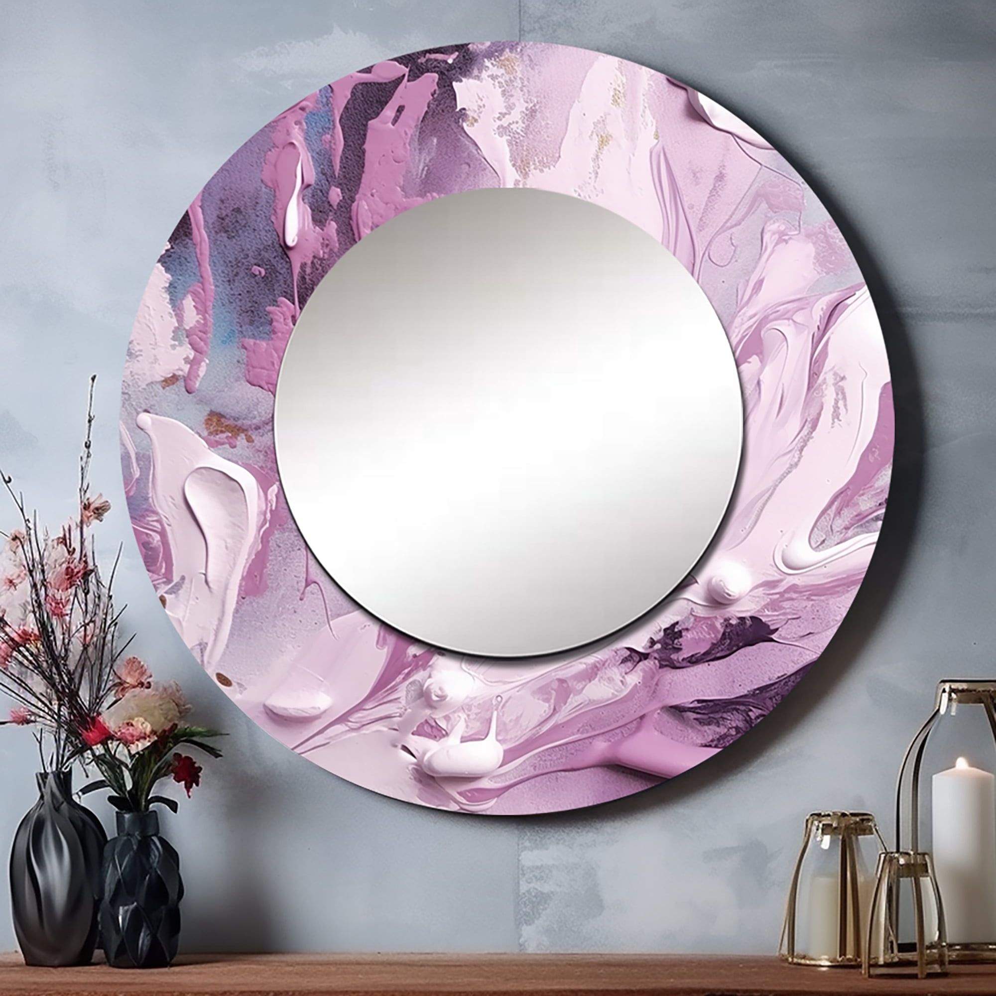 Designart "Electric Marble Ink Expression I" Abstract Marble Rund ...