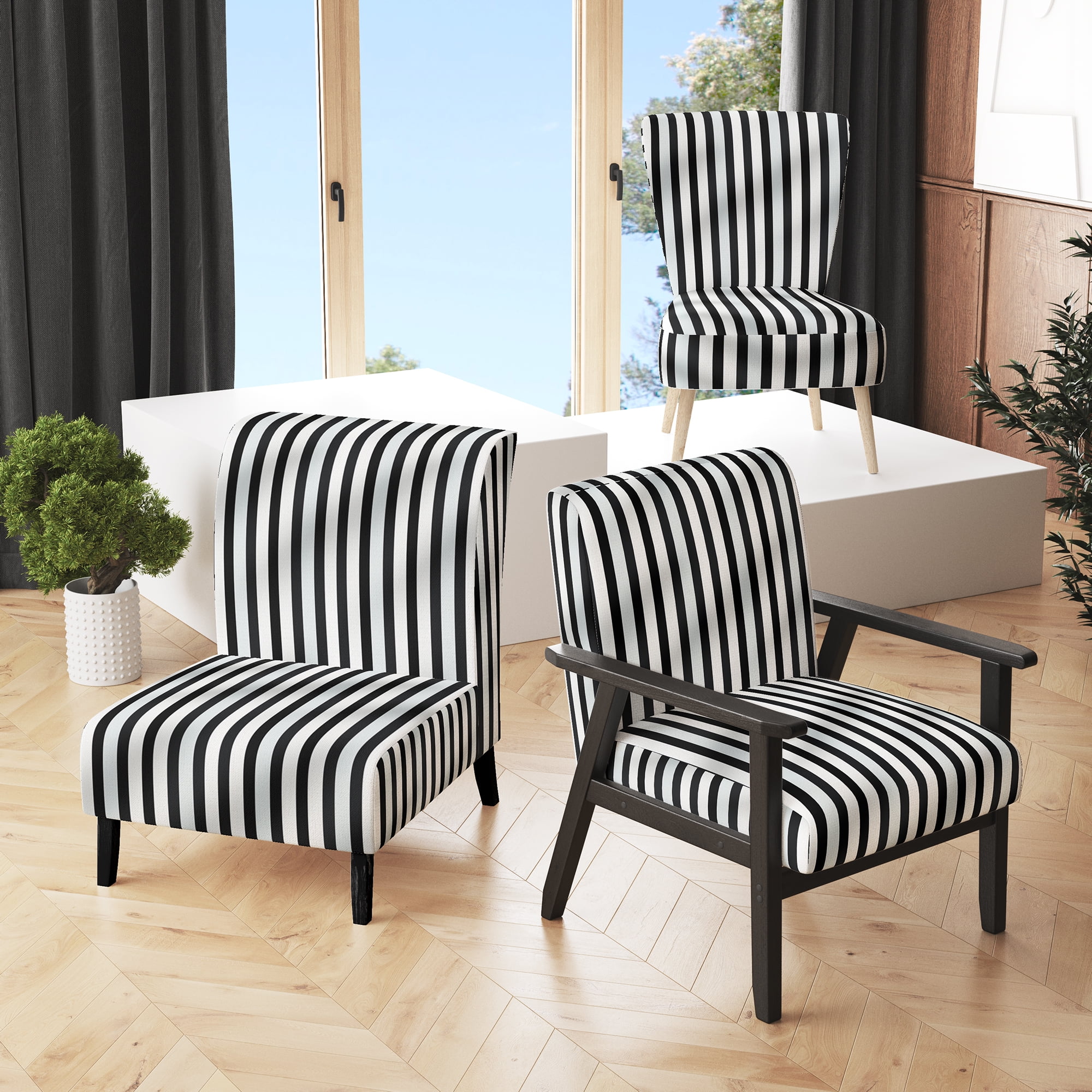 Designart "Elegance And Colorful Colors Stripes" Upholstered Modern ...