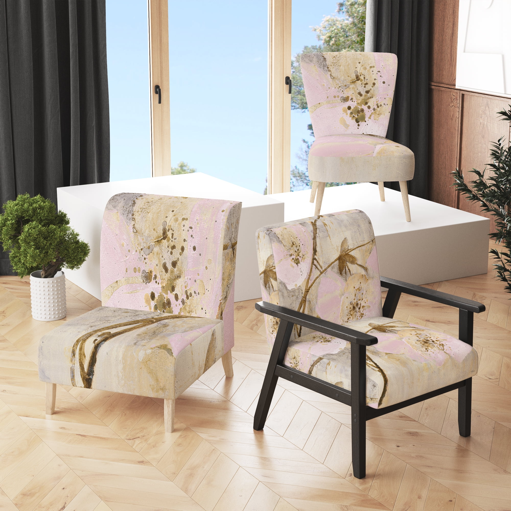 Designart "Elegance II Pink" Upholstered Shabby Chic Accent Chair - Arm ...