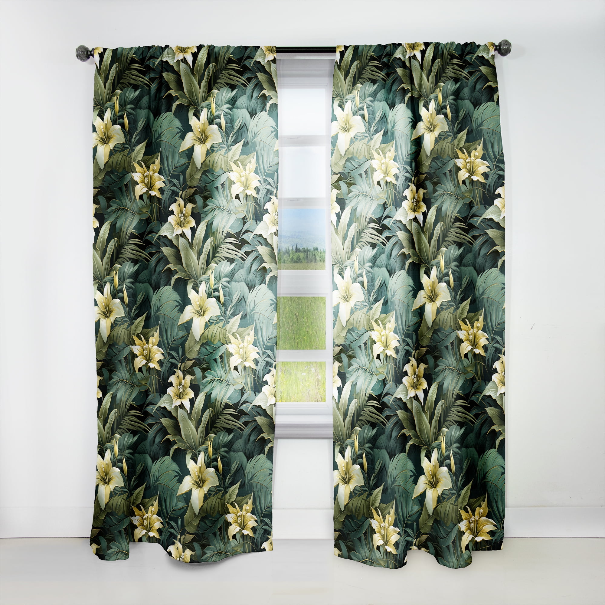 Designart "Elegance Unveiled In The Tropics" Tropical Curtain Panels ...