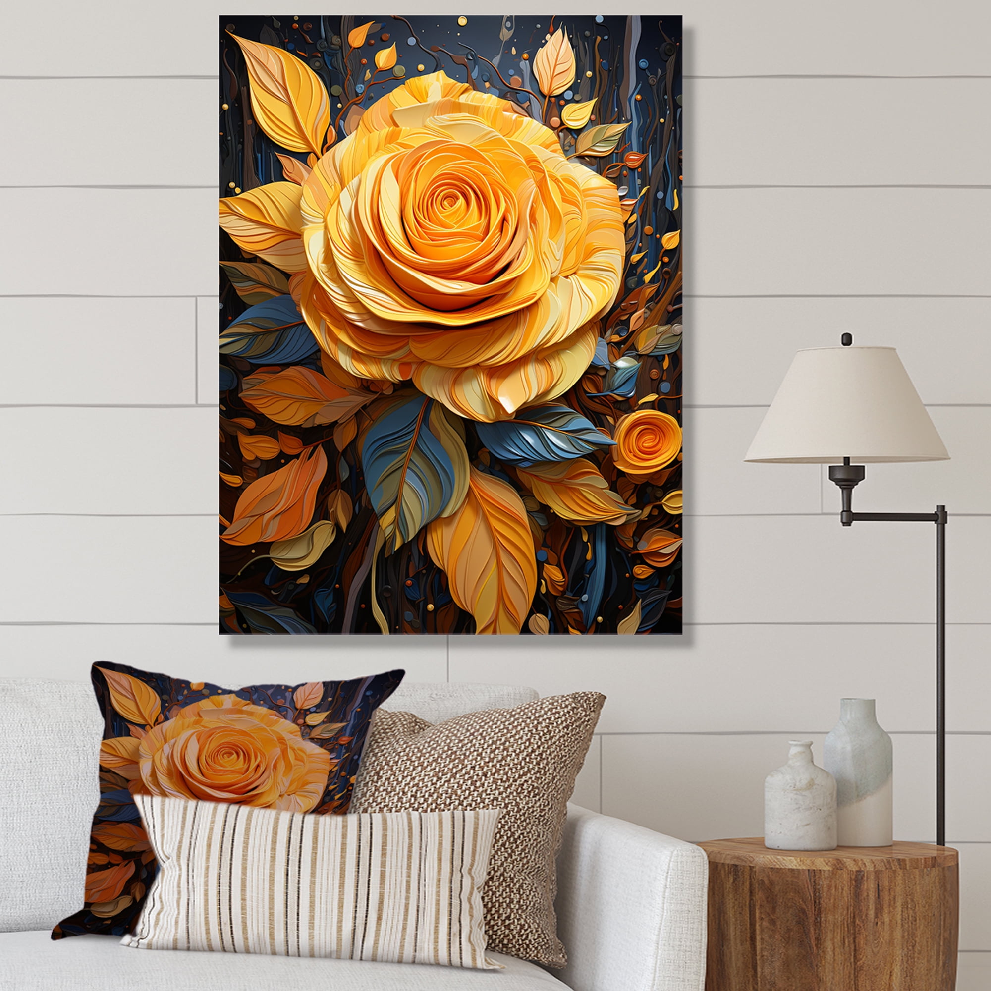 Designart "Elegance in Yellow Roses" Floral Canvas Wall Art - Modern ...